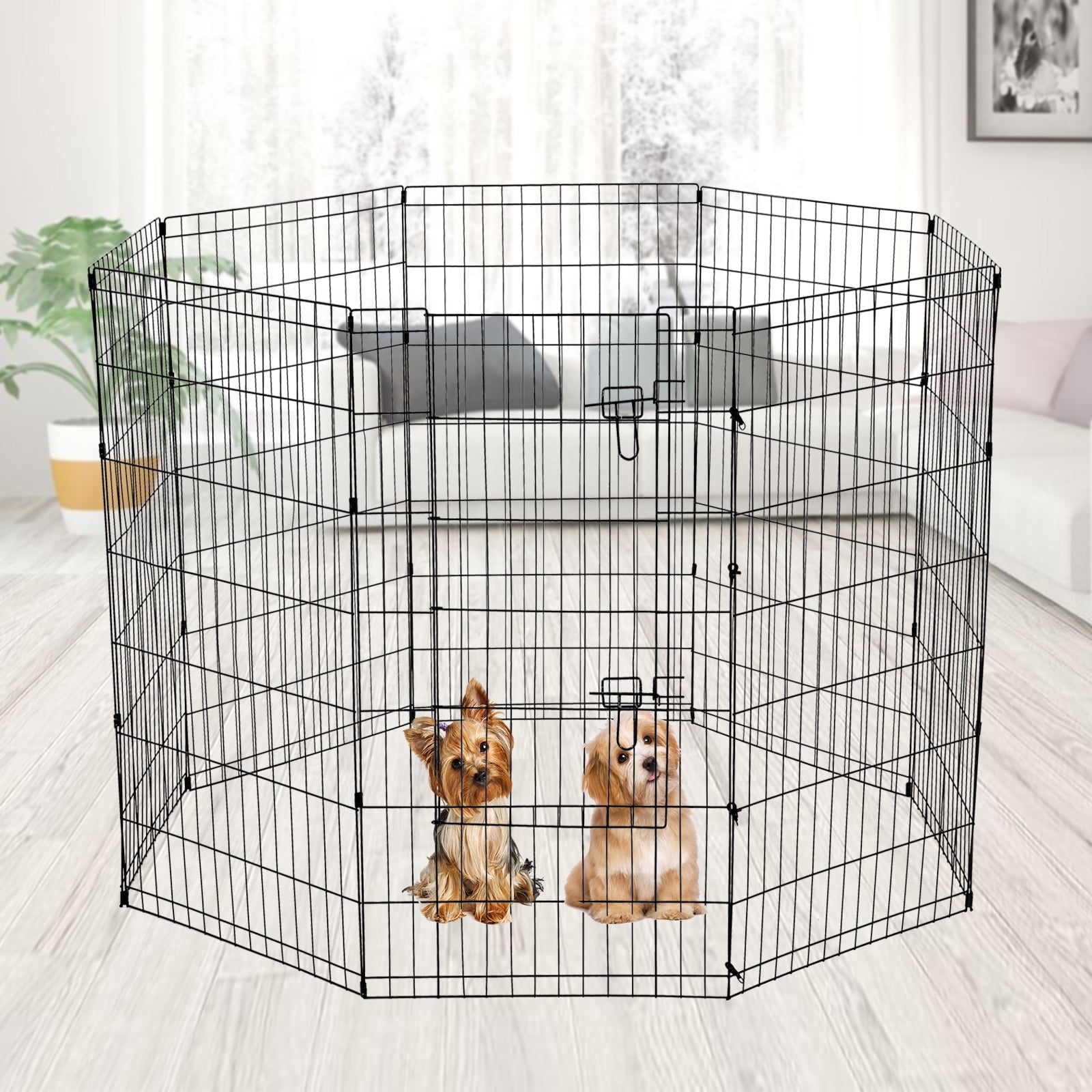 NiamVelo 48 inch Metal Dog Playpen Indoor Outdoor Large Folding Dog ...