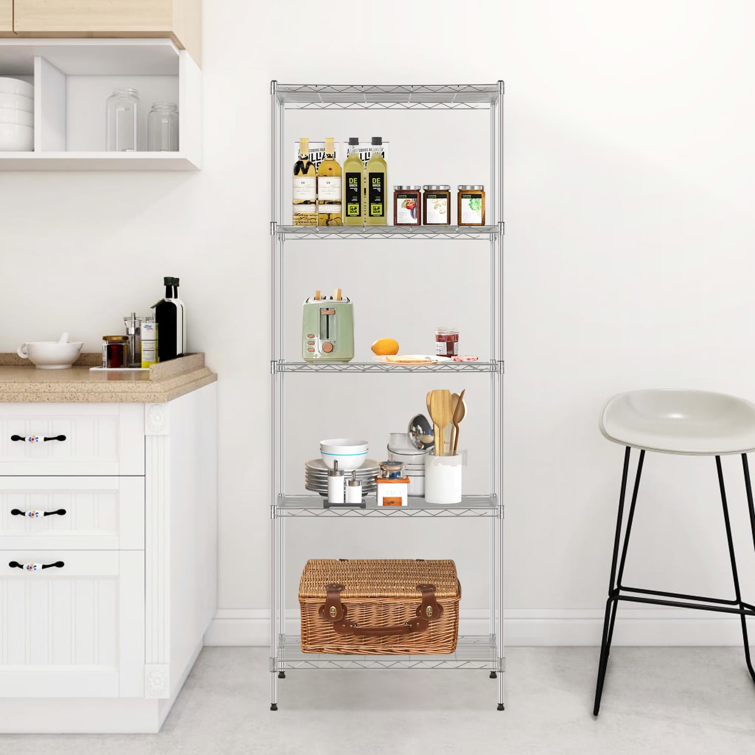 NiamVelo 5-Tier Metal Wire Shelving 750 lbs Capacity Free Standing ...