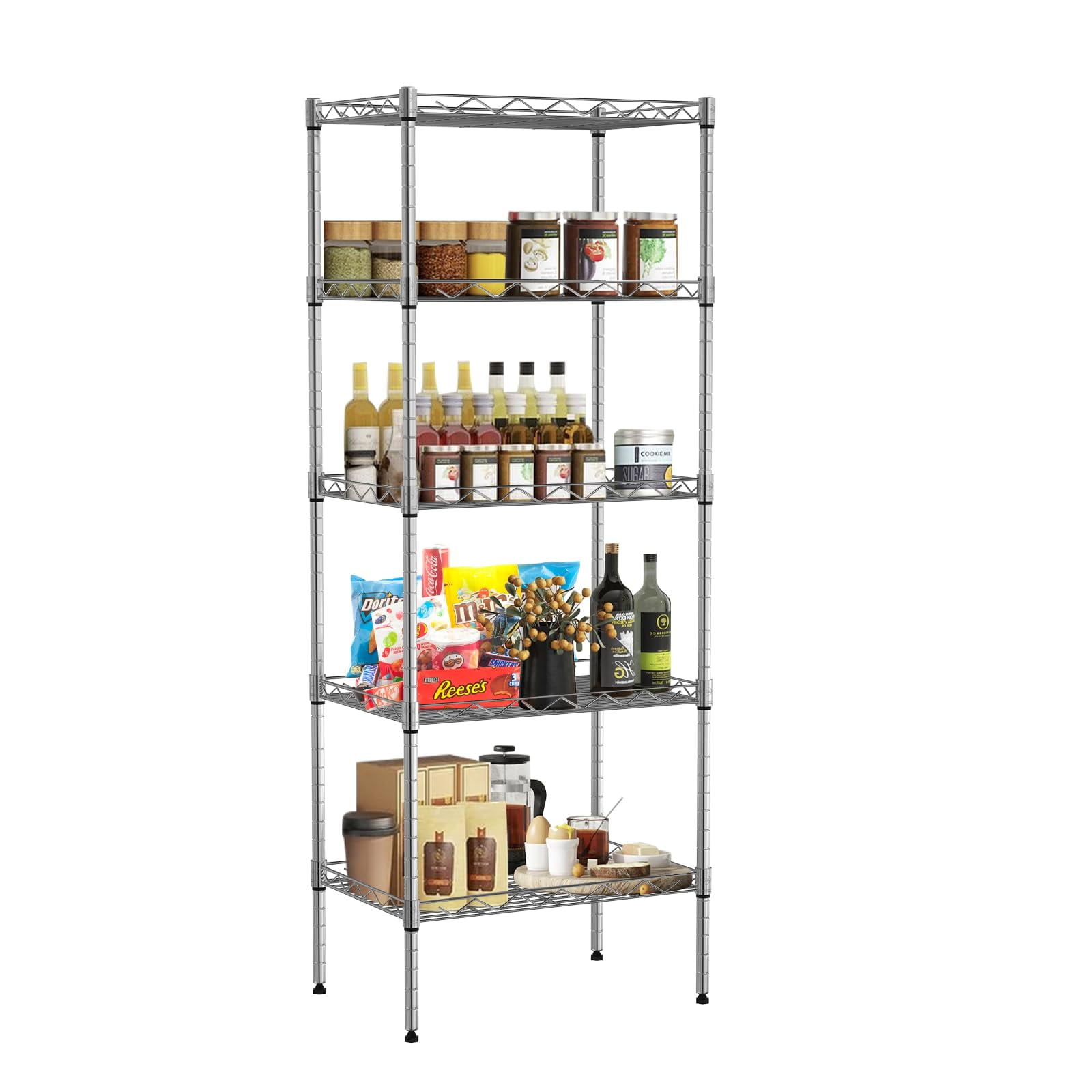 NiamVelo 5-Tier Wire Shelving Unit, Adjustable Metal Storage Shelves ...