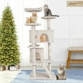 NiamVelo 54-in Kitty Cat Tree Tower Playhouse with Scratching Post ...