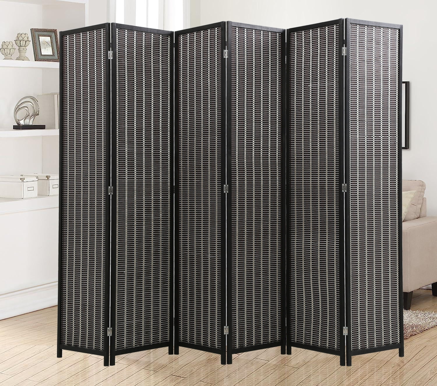 NiamVelo 6 Panel Room Divider Folding Privacy Screen Wood Portable Wall ...