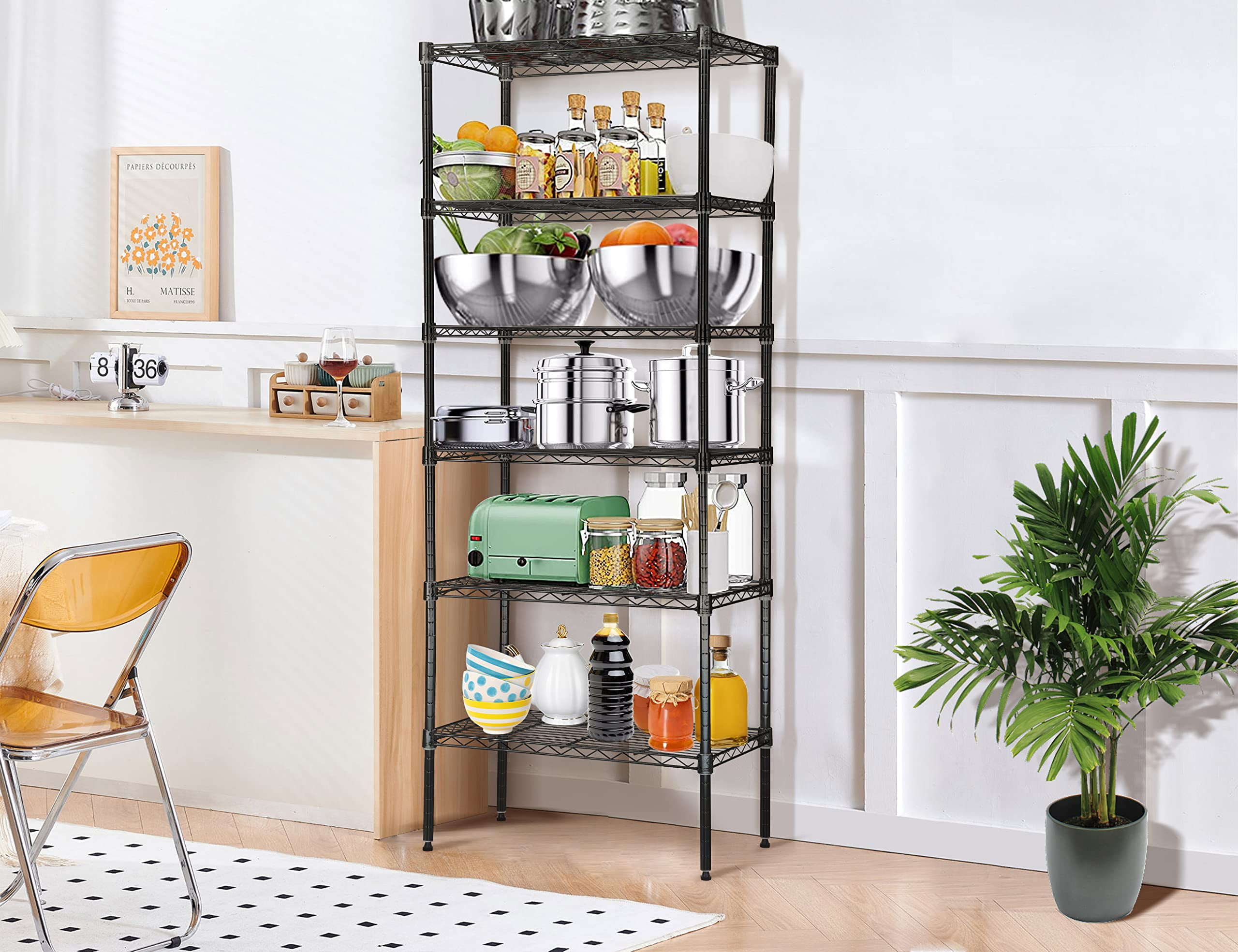 NiamVelo 6 Tier Wire Shelving Metal Shelves Adjustable Shelving Unit ...