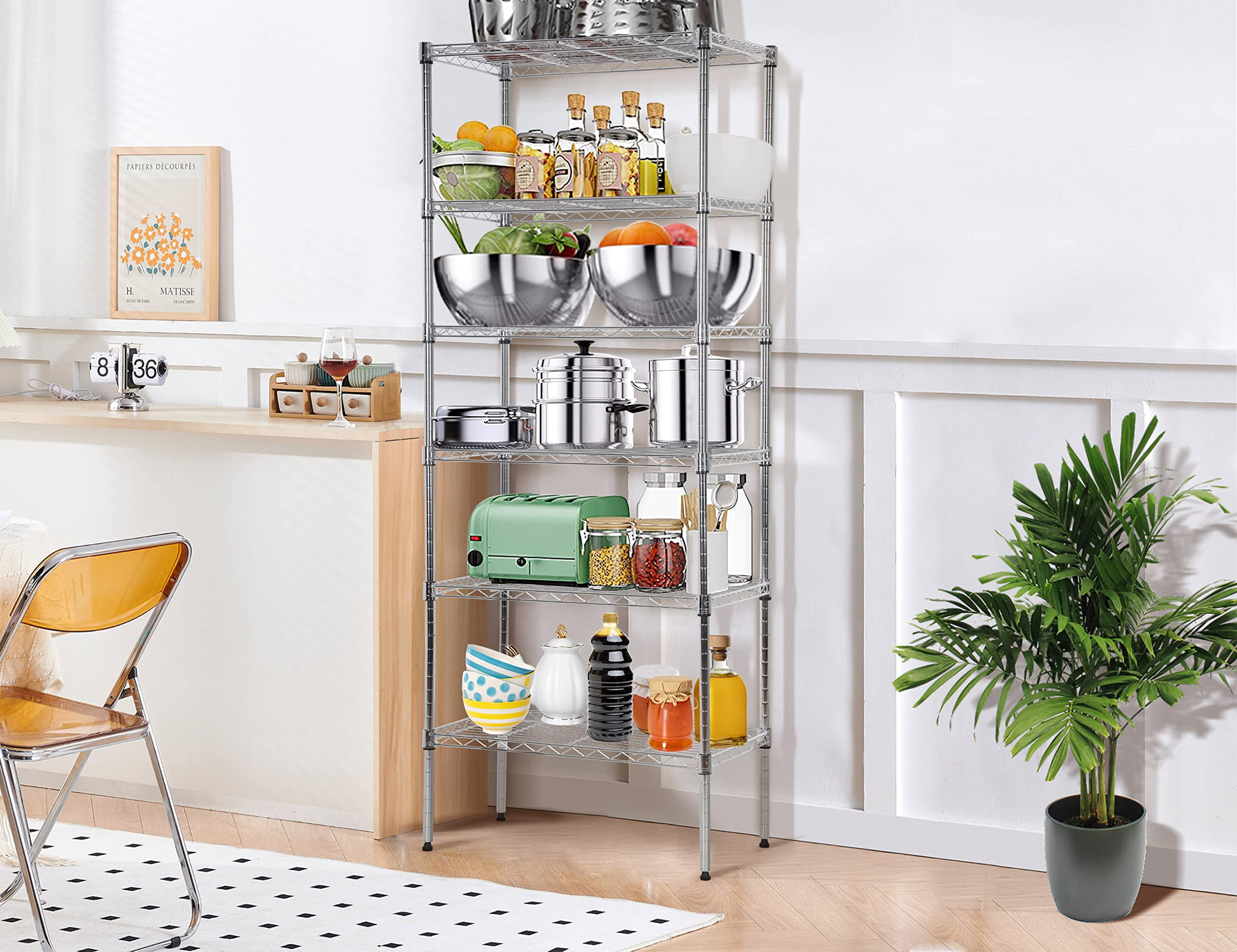 NiamVelo 6 Tier Wire Shelving Metal Shelves Adjustable Shelving Unit ...
