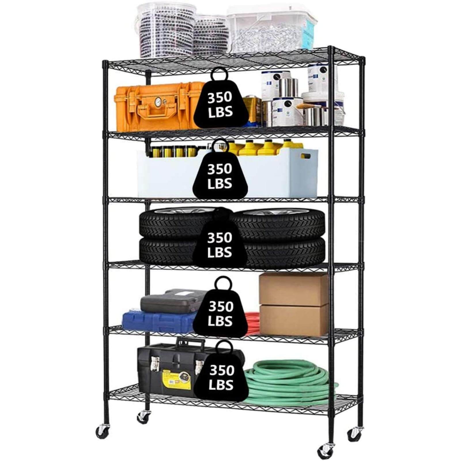 NiamVelo 6-Tier Wire Shelving Unit Heavy Duty Storage Shelf Adjustable ...