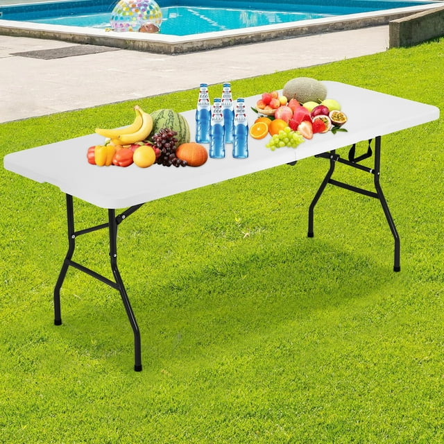 NiamVelo 6ft Foldable Table with Handle, Indoor & Outdoor Portable ...