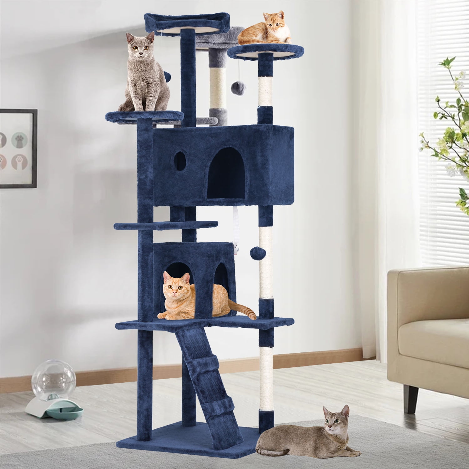 NiamVelo 70in Cat Tree Tower, Multi-Level Furniture with Condo ...