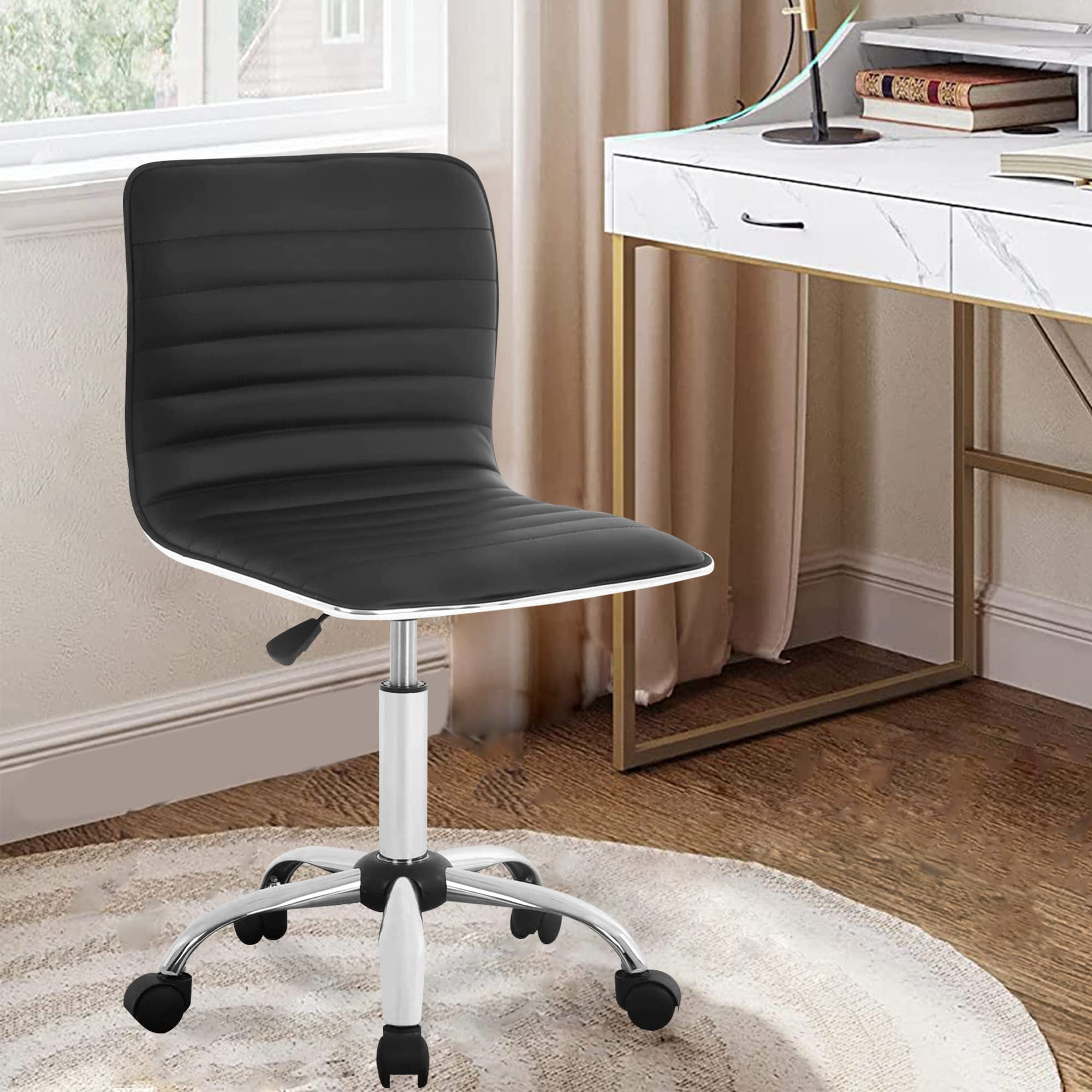NiamVelo Armless Office Chair Low Back Leather Swivel Office Chair ...