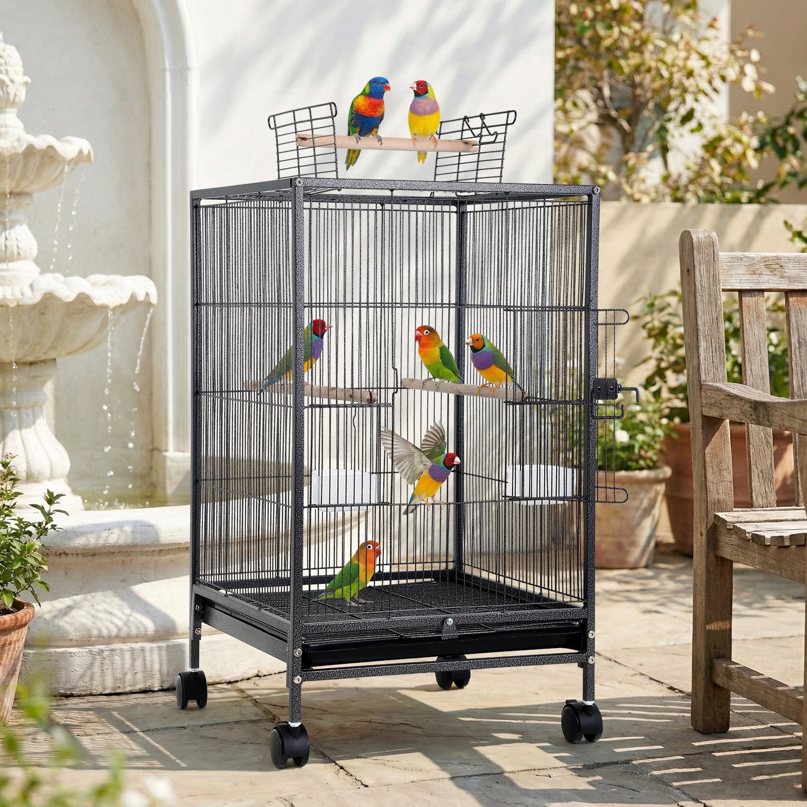 NiamVelo Bird Cage 35 Inch Wrought Iron Flight Birdcages for Cockatiels ...