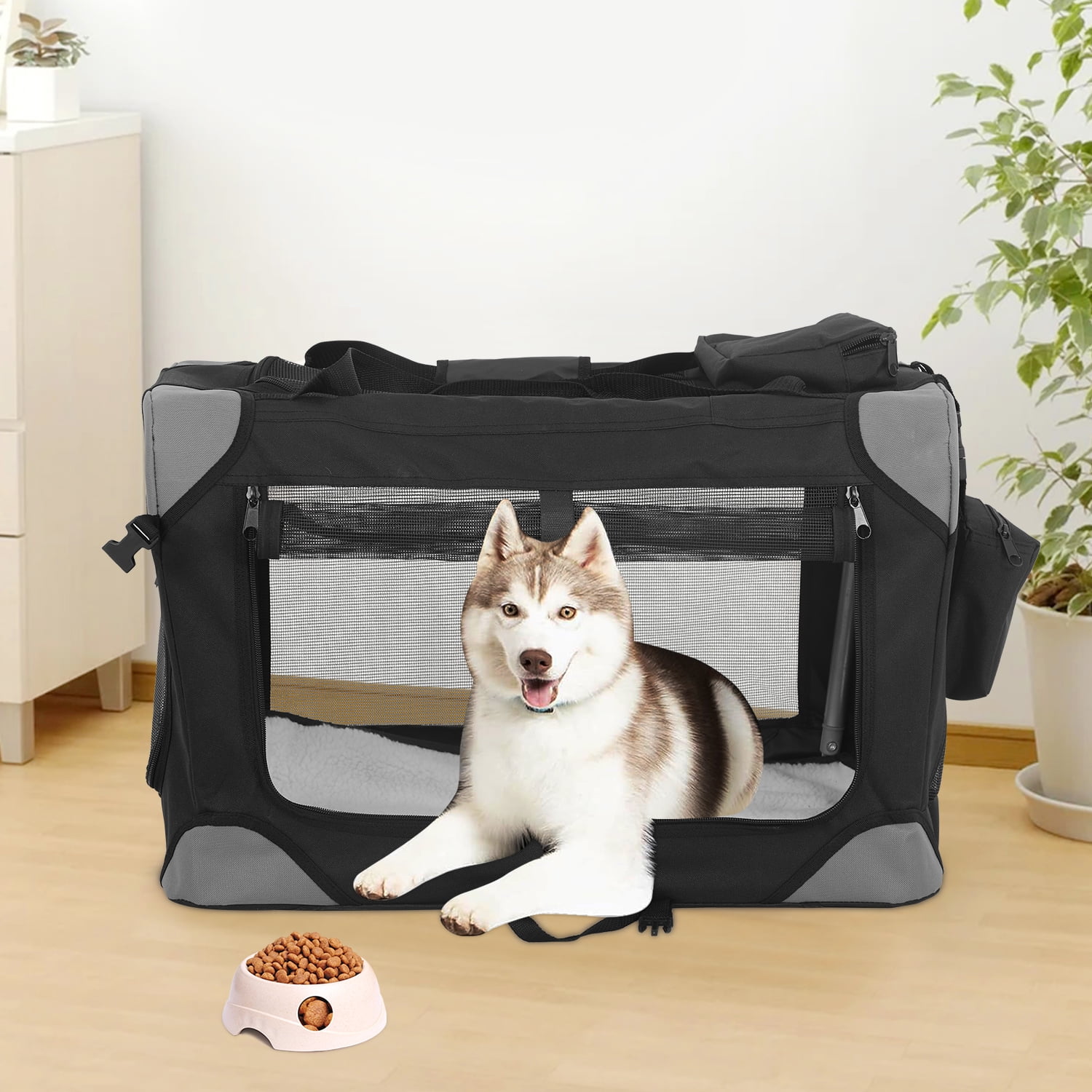 NiamVelo Collapsible Dog Crate 42 Inch Portable Travel Dog Soft Crate ...