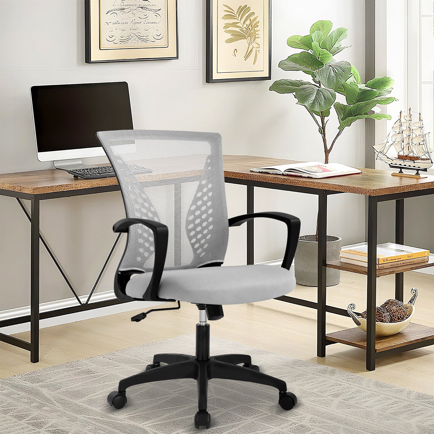 NiamVelo Ergonomic Mid Back Mesh Office Chair with Lumbar Support ...