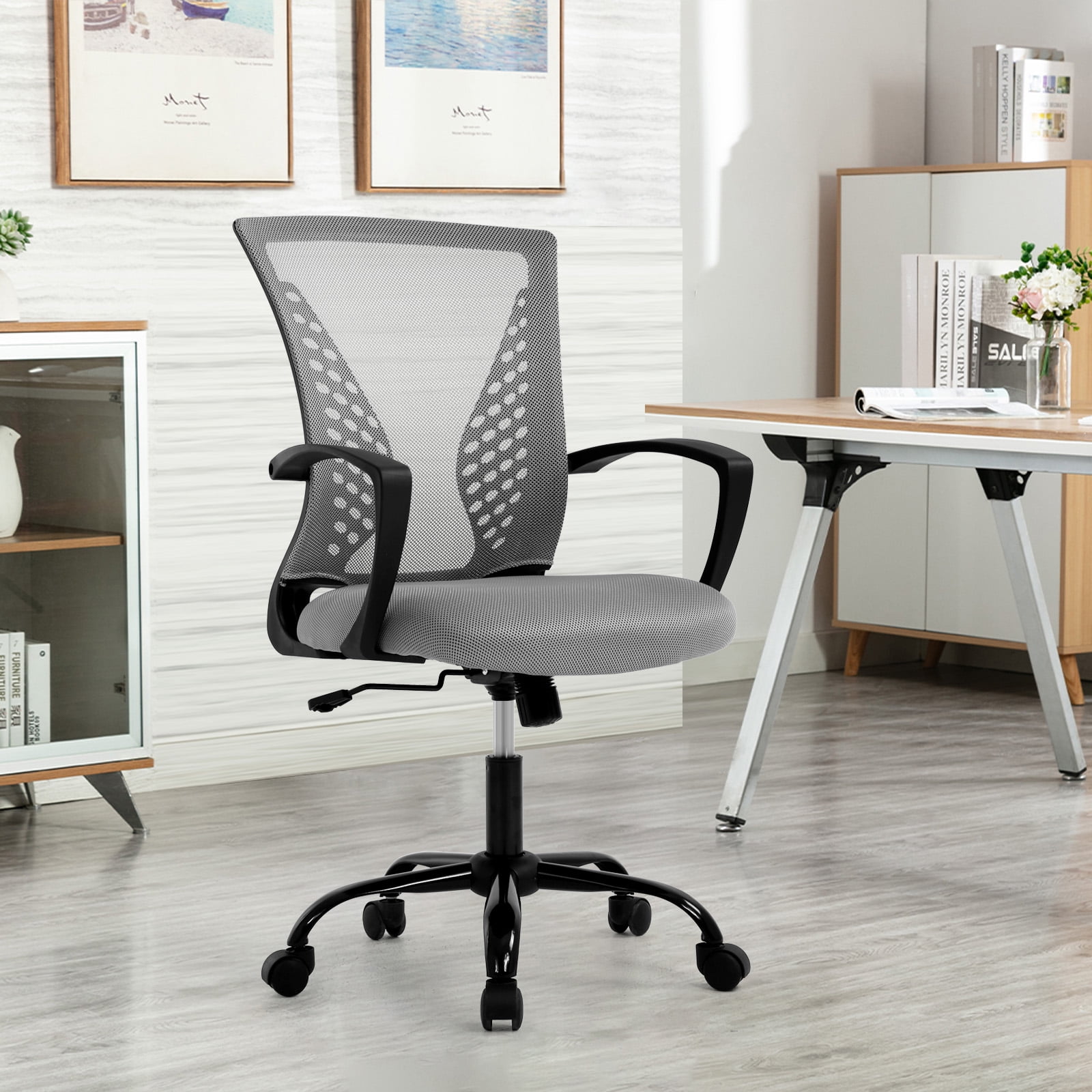 NiamVelo Ergonomic Mid Back Mesh Office Chair with Lumbar Support ...
