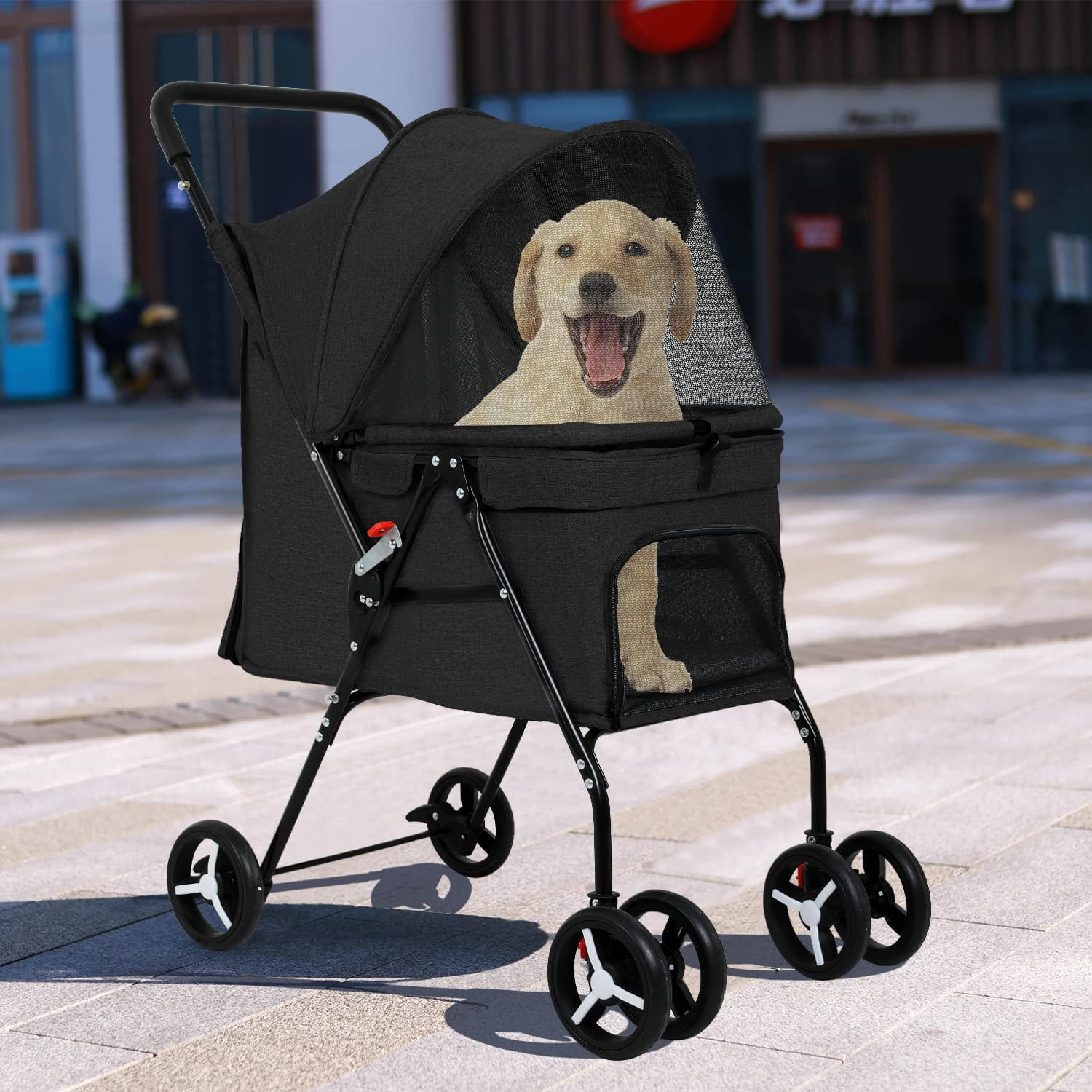 NiamVelo Folding Pet Dog Stroller 4 Wheels Cat stroller with Large Door ...