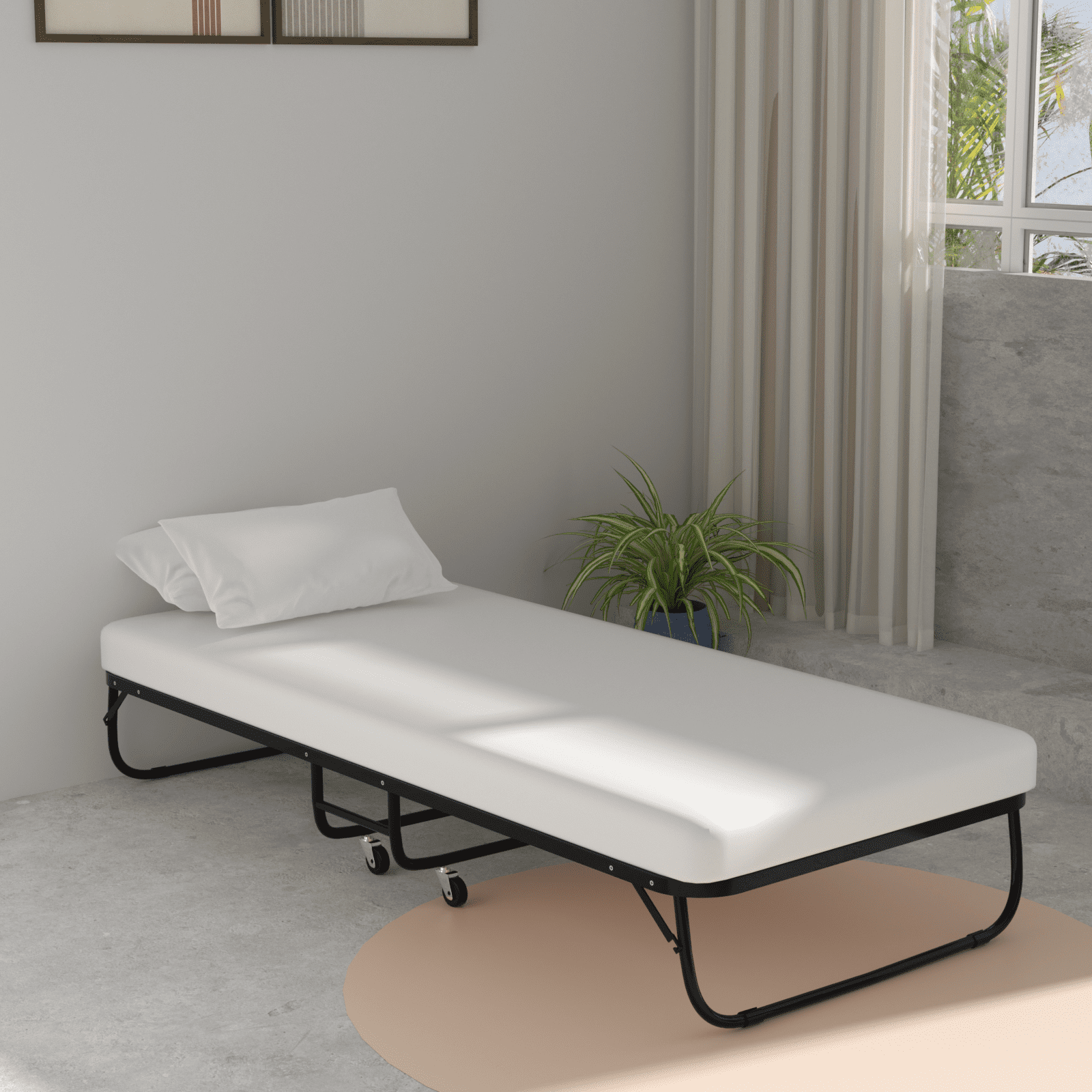 NiamVelo Foldable Guest Camping Cot with Thick Memory Foam Mattress ...