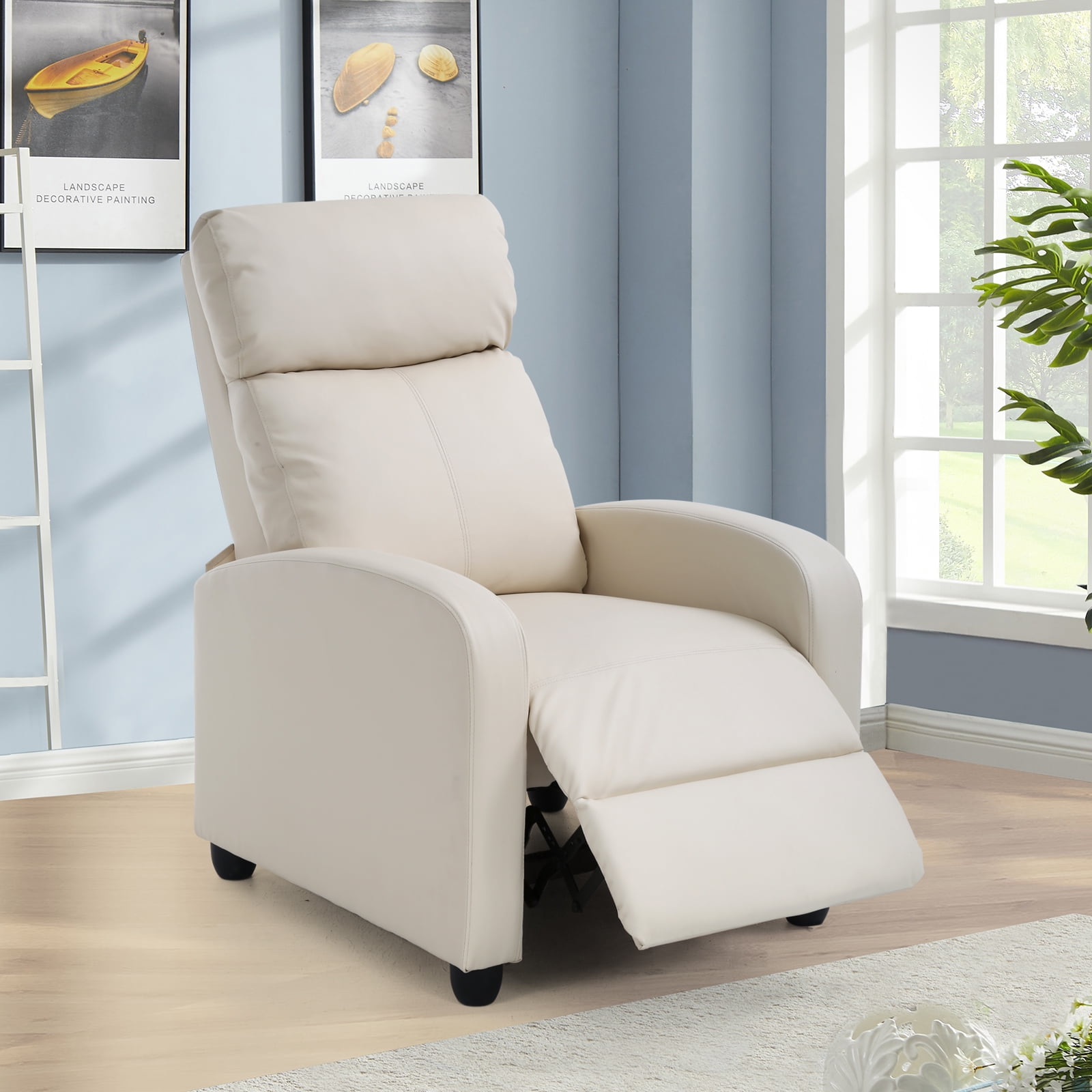 NiamVelo Massage Recliner PU Leather Single Sofa Home Theater Recliner ...