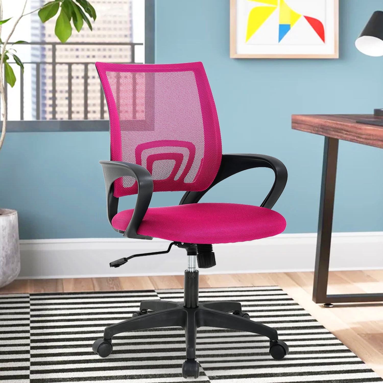 NiamVelo Pretty Pink Mesh Office Chair, Adjustable Ergonomic Mid-Back ...
