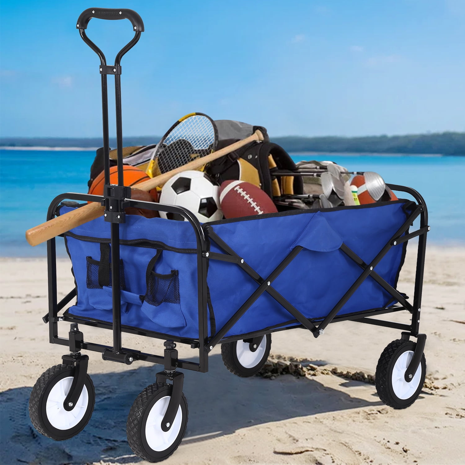 NiamVelo Foldable All-Terrain Rolling Pull Outdoor Wagon, Collapsible ...