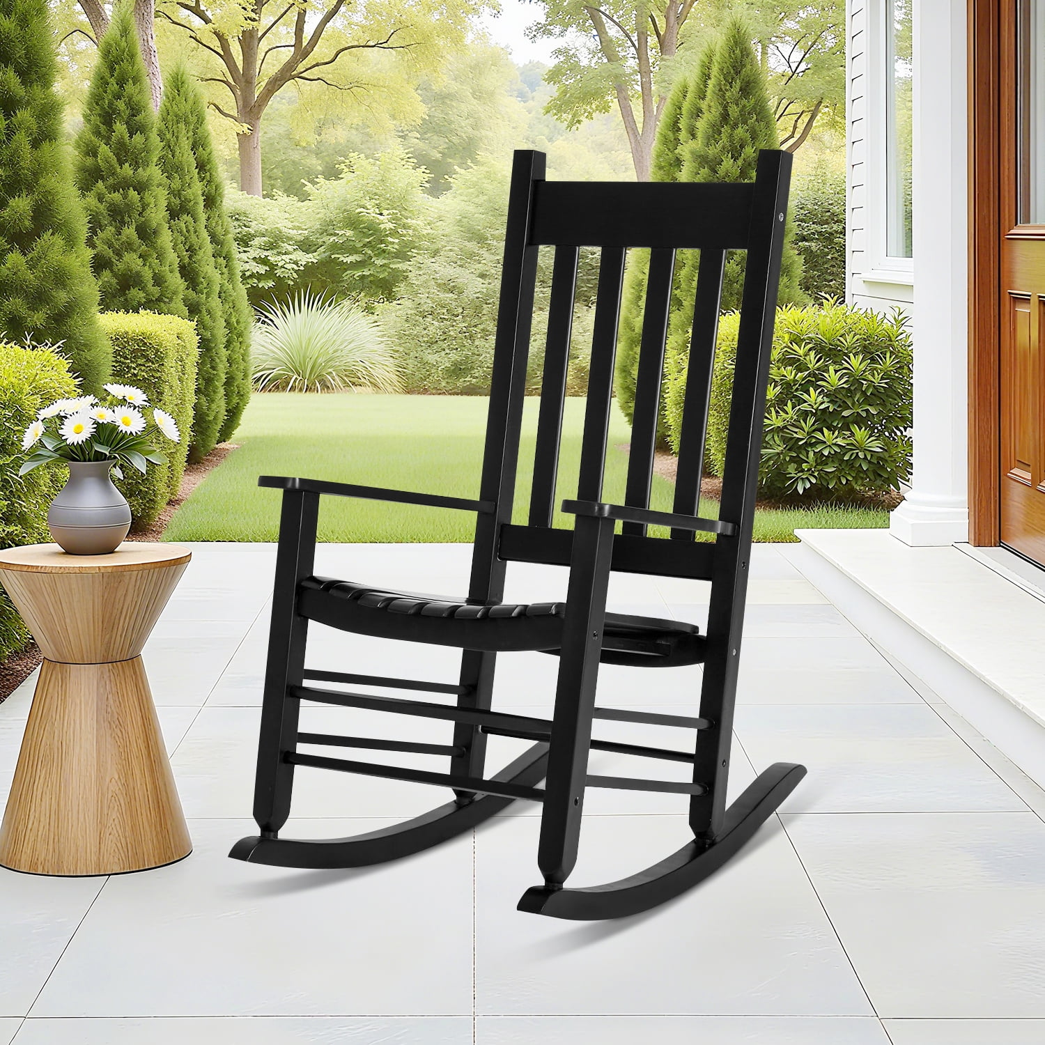NiamVelo Outdoor Solid Hardwood Porch Rocking Chair, 243 lbs Capacity ...