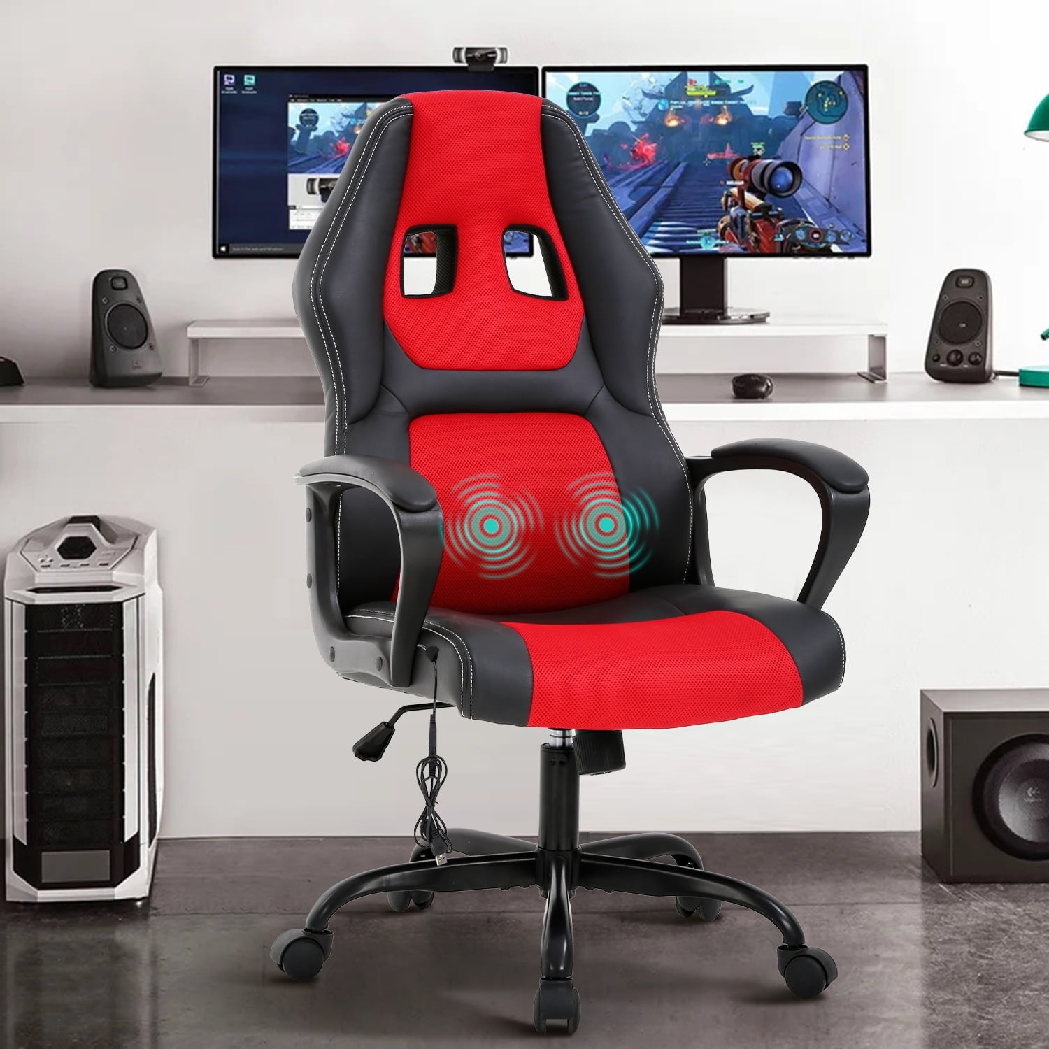 NiamVelo Red Gaming Chair with Massage feature, Adjustable & Supportive ...