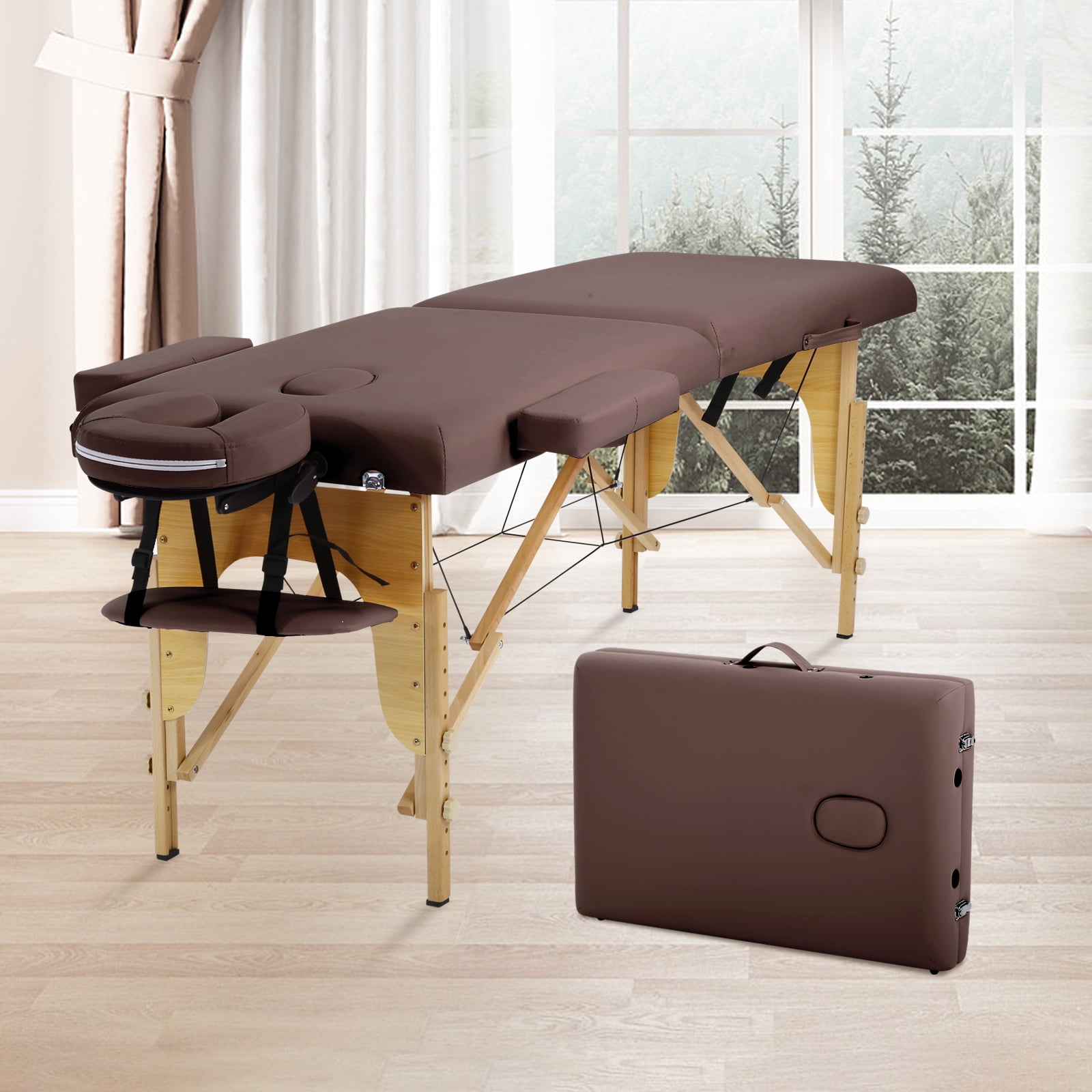 NiamVelo 73 inch 2 Fold Portable Massage Table, Adjustable Spa Bed ...
