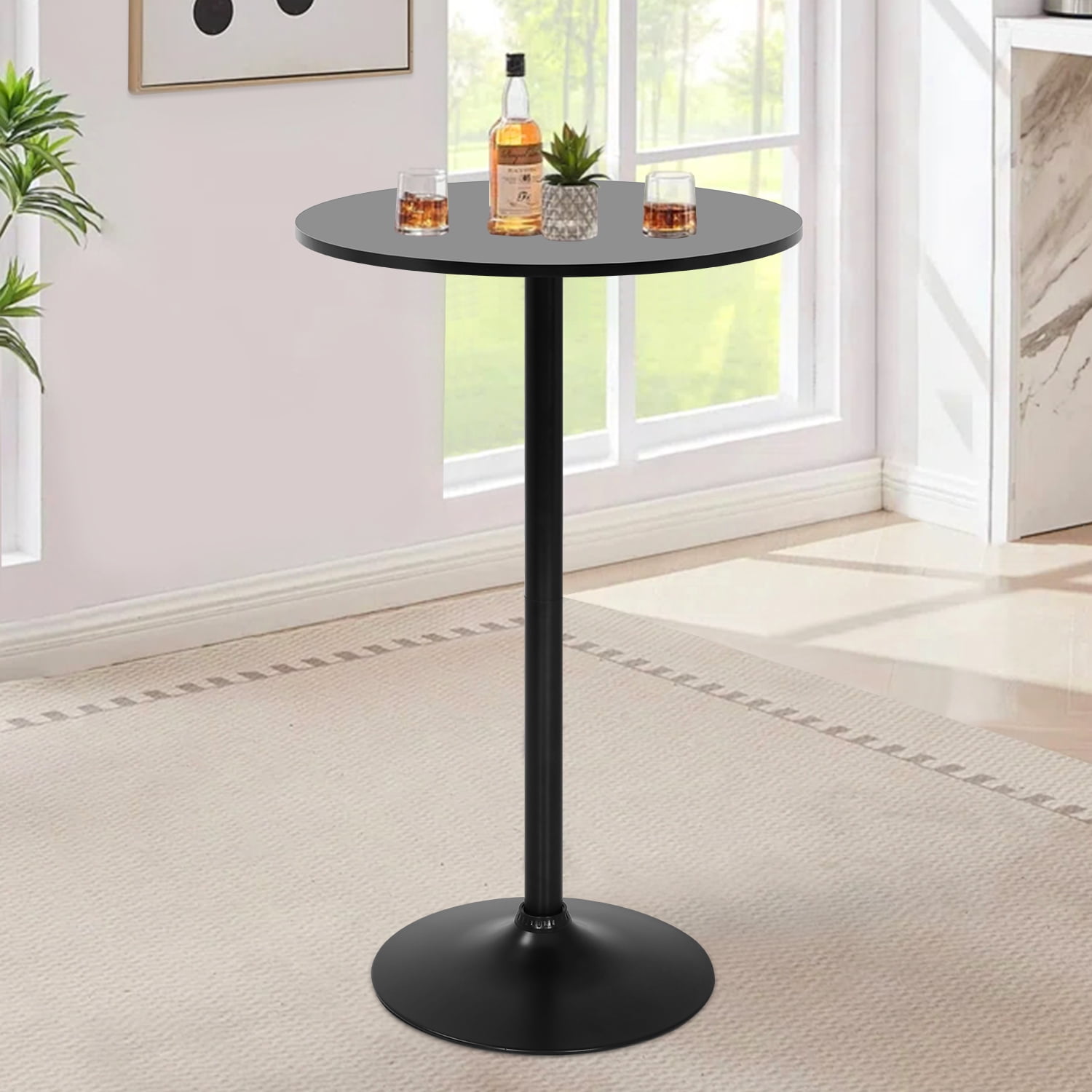 NiamVelo Round Dining Table Anti-Slip with Hydraulic, Black - Walmart.com