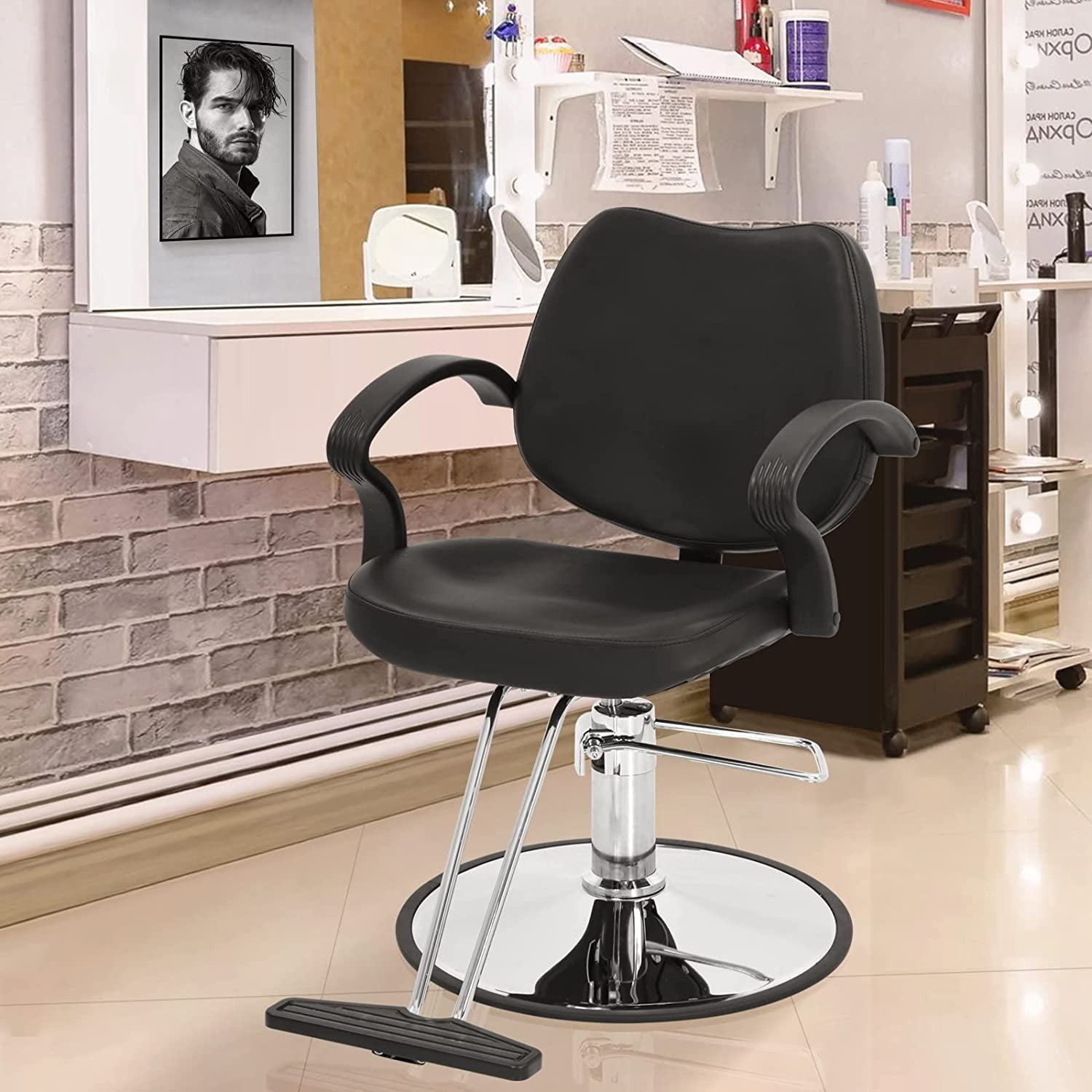 NiamVelo Salon Chair, 360 Degrees Rolling Swivel Barber Chair Barbering ...