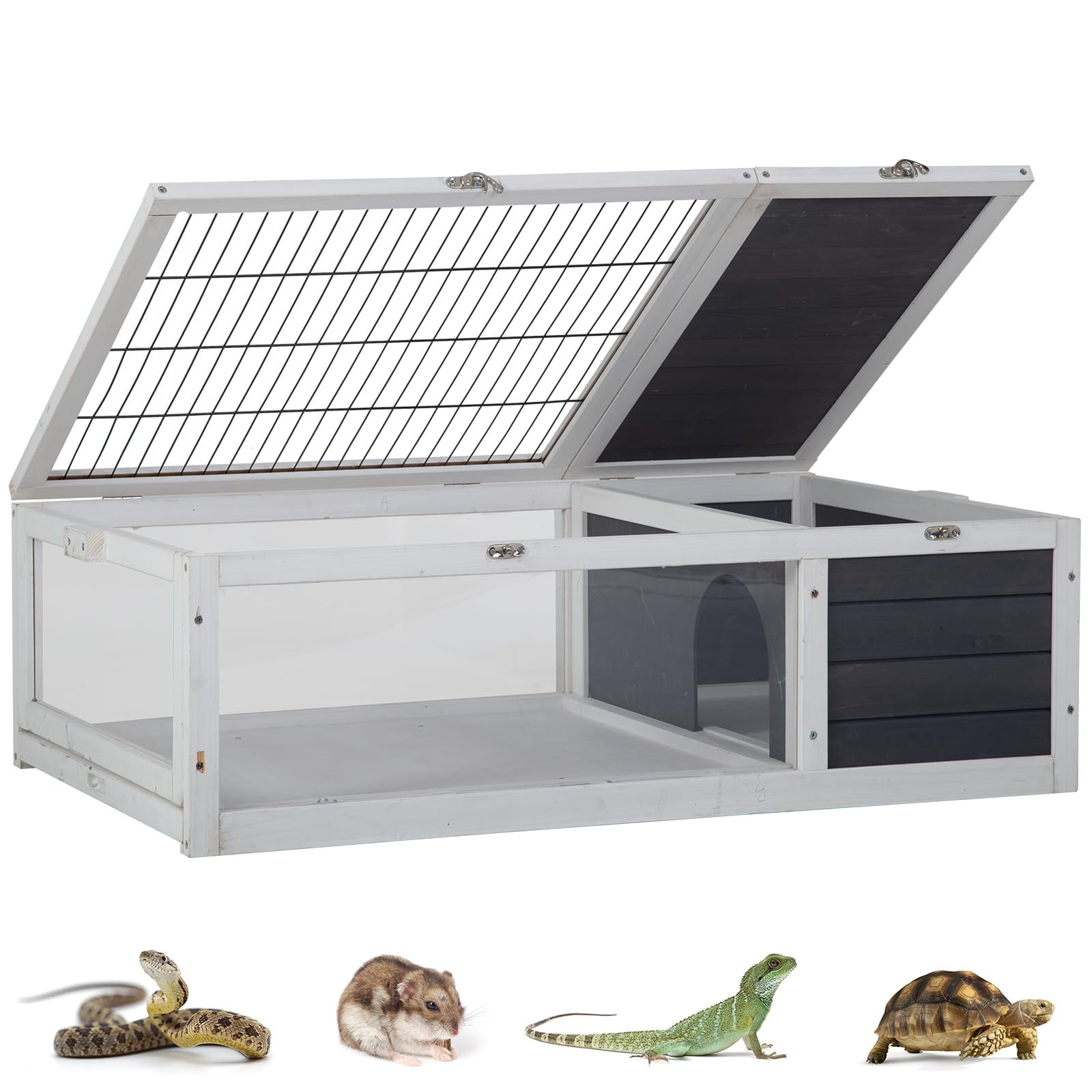 NiamVelo Wooden Tortoise Habitat Indoor & Outdoor Turtle House Turtle ...