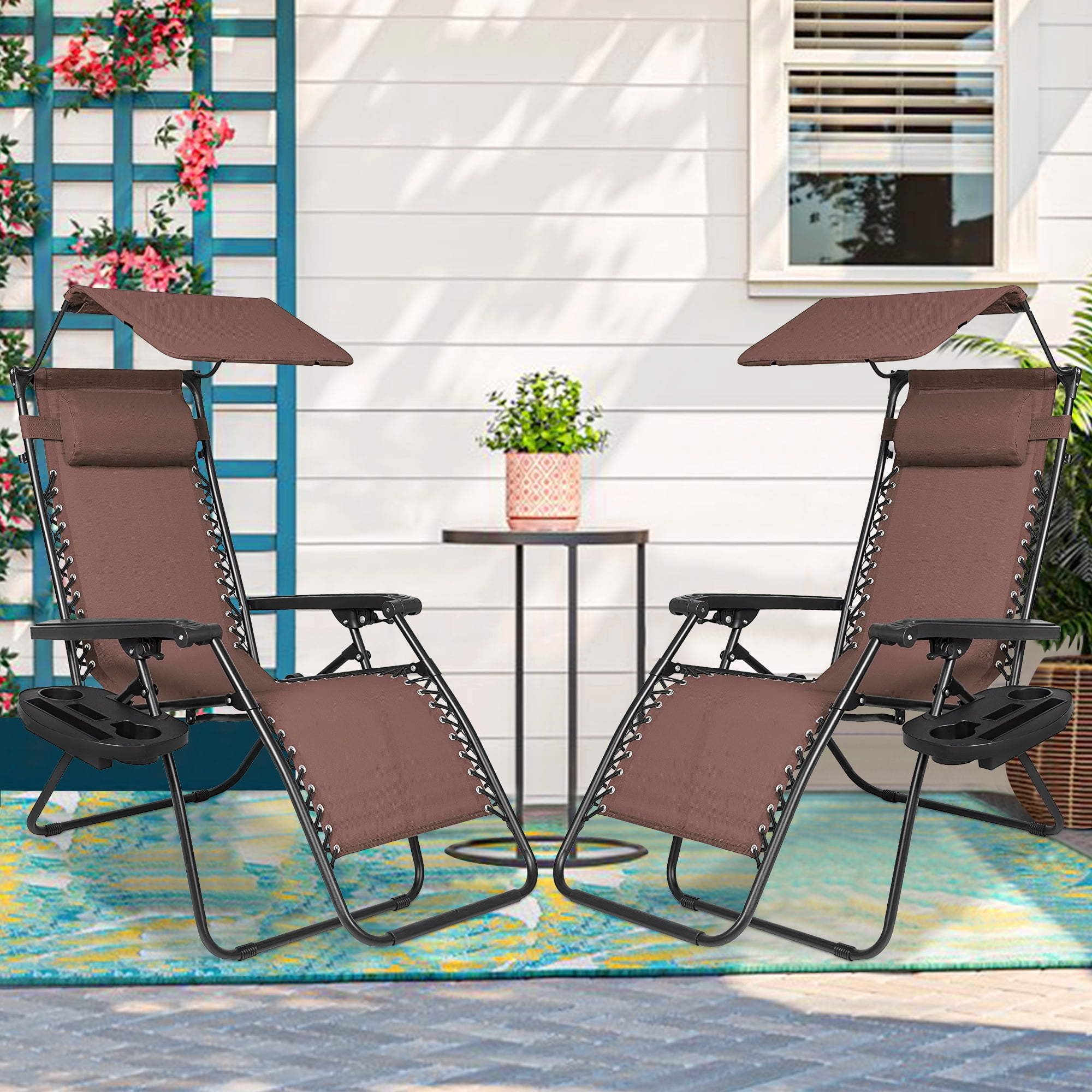 NiamVelo Zero Gravity Chair Set of 2, Folding Outdoor Patio Lounge ...