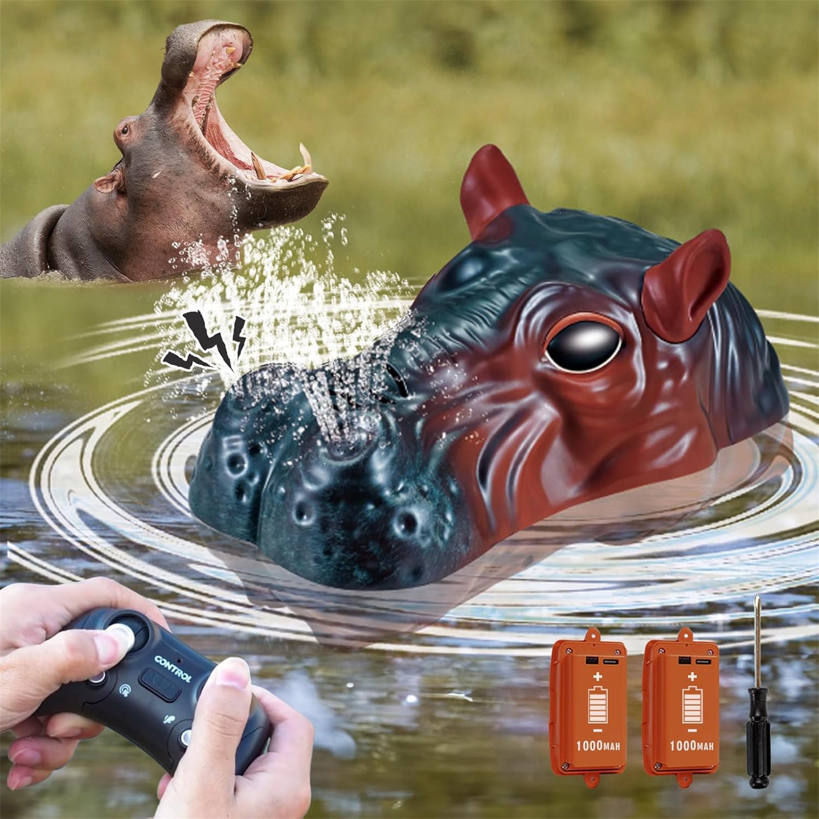 Niaviben Bath toy Boat For Kids Hippo Remote Control Boat For Lake ...