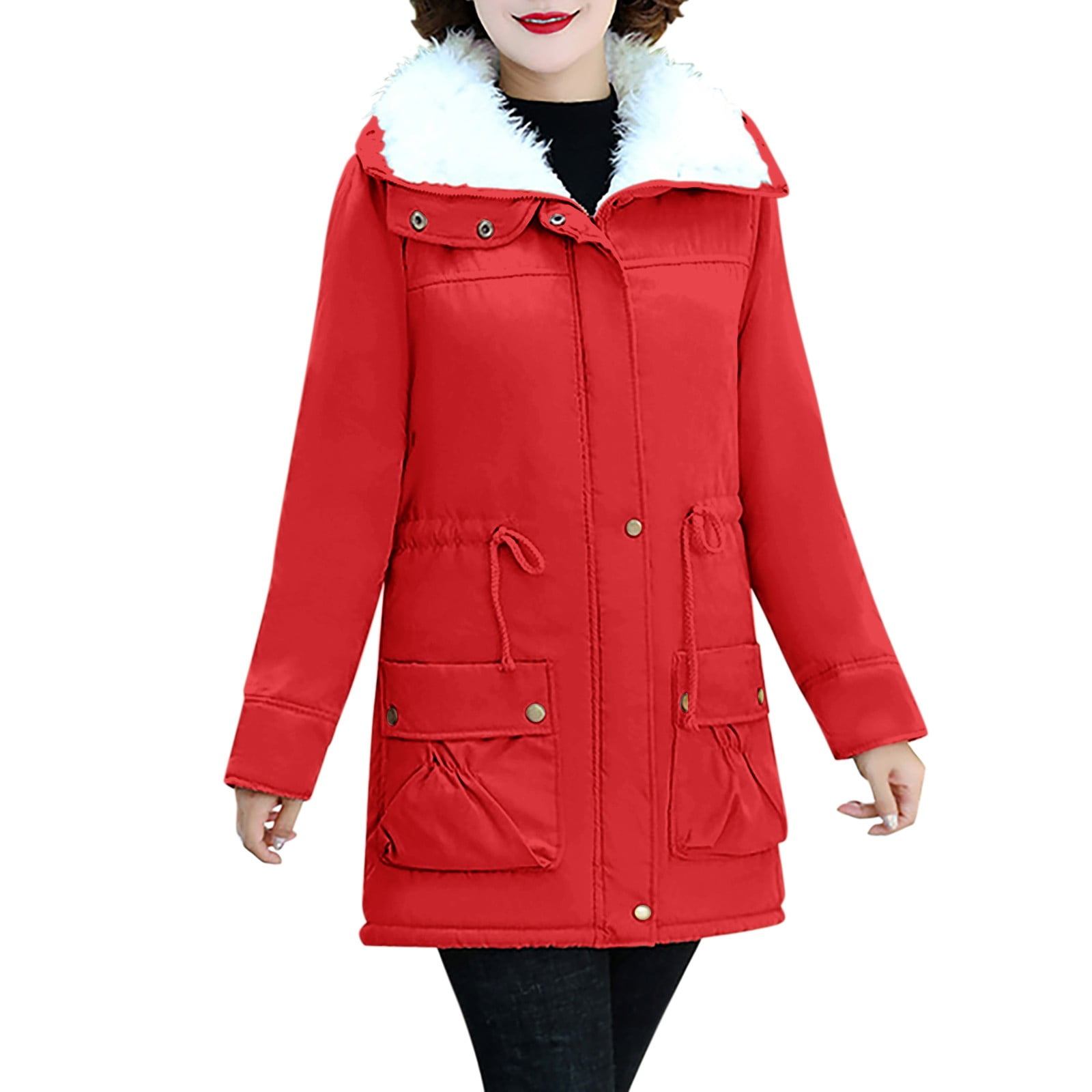 Niaviben Long Puffer Coat Women Plus Size Puffer Jacket Women Fur Lined ...