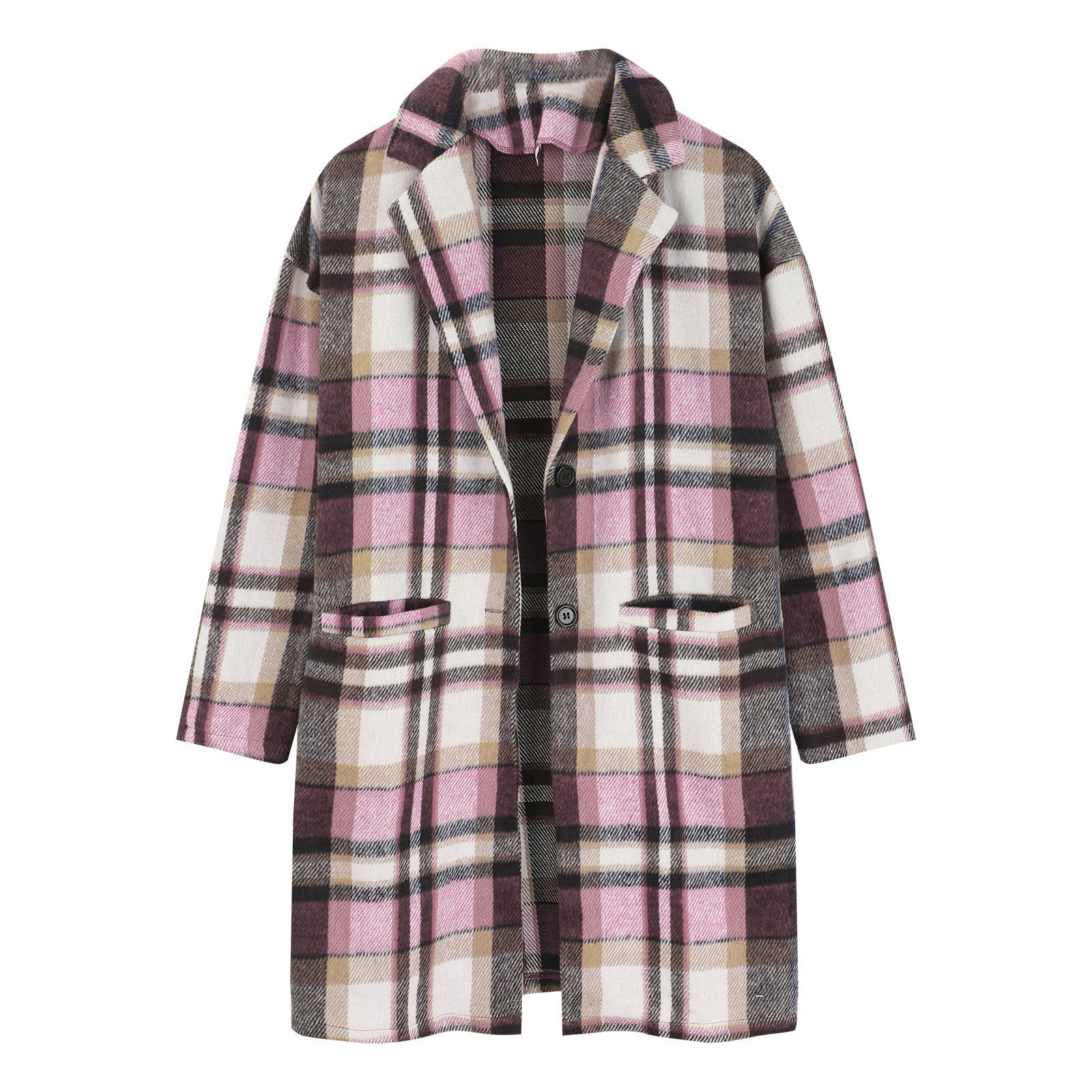 Niaviben Shackets for Women Long Trench Coat for Women Tweed Coat Plaid ...