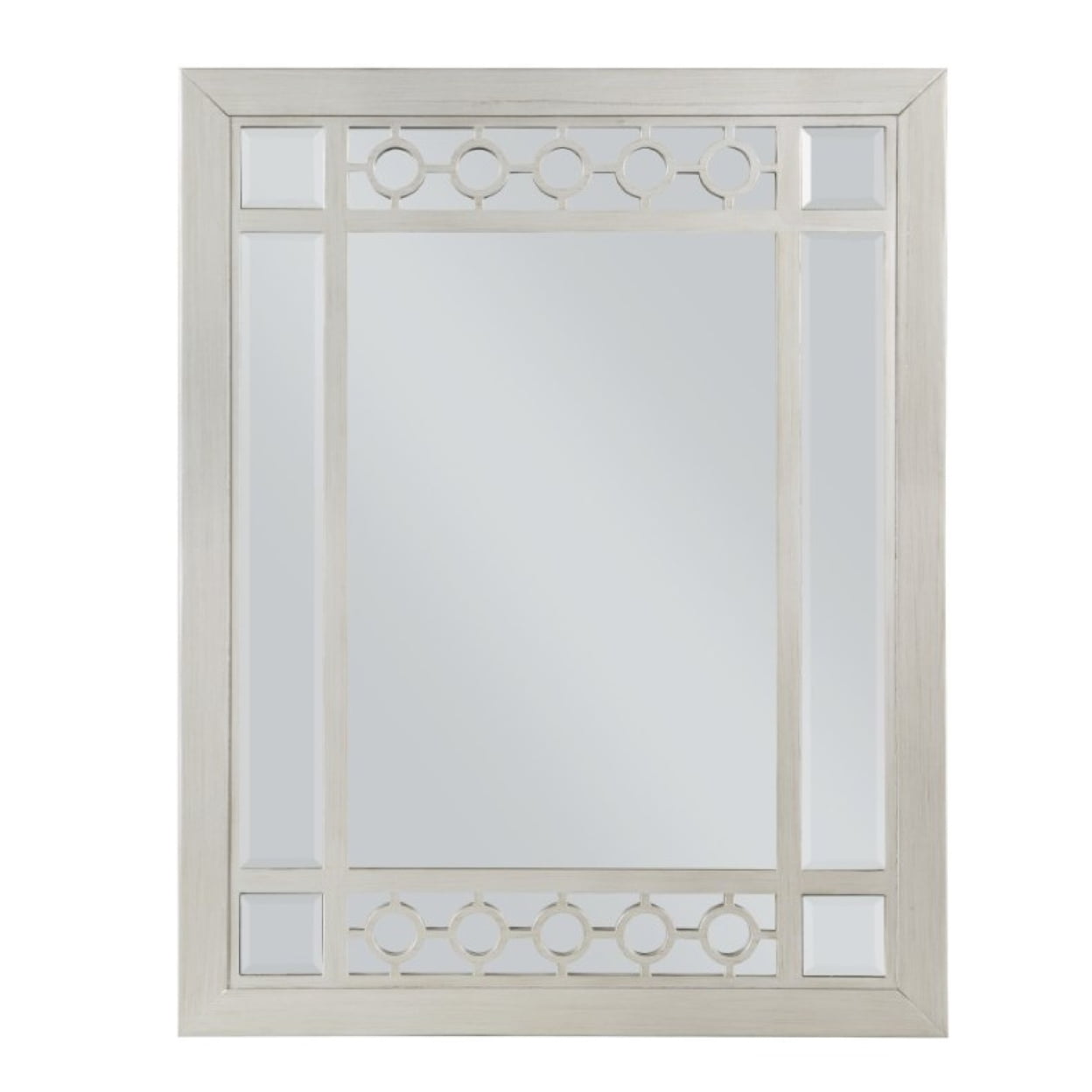 Benjara Nic 40 Inch Accent Mirror, Beveled Wood Frame Portrait, Silver ...