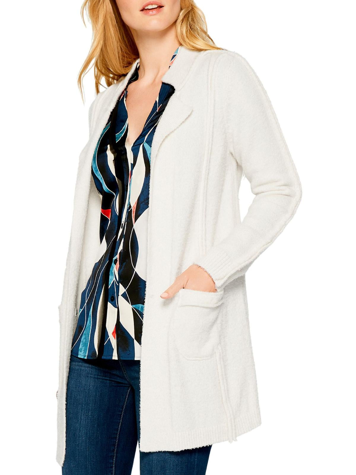 Nic + Zoe Womens Statement Knit Midi Topper Jacket - Walmart.com