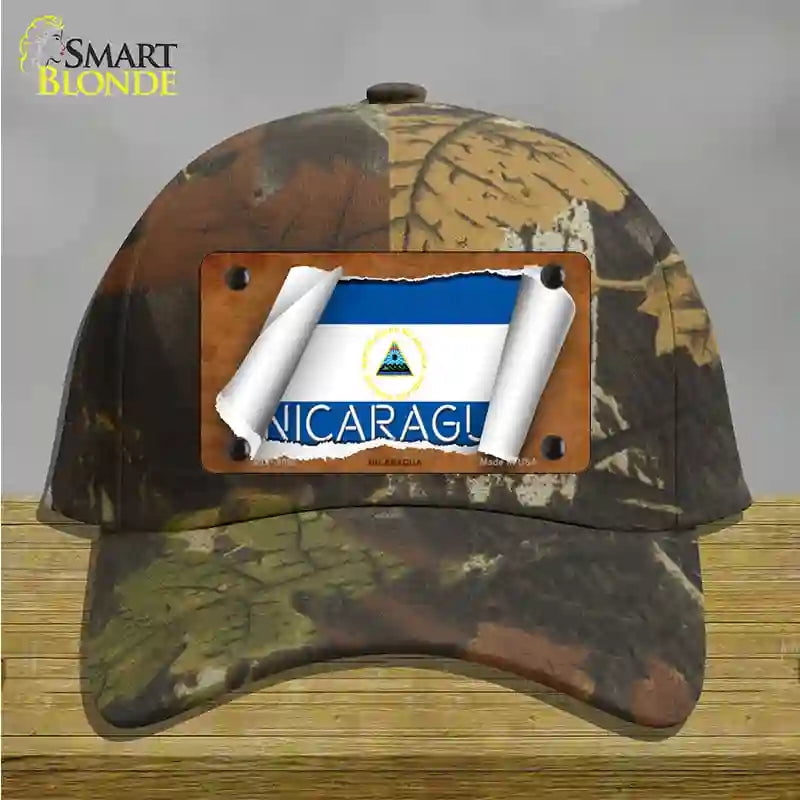 Nicaragua Flag Scroll Novelty License Plate Hat Cotton Camoflauge ...