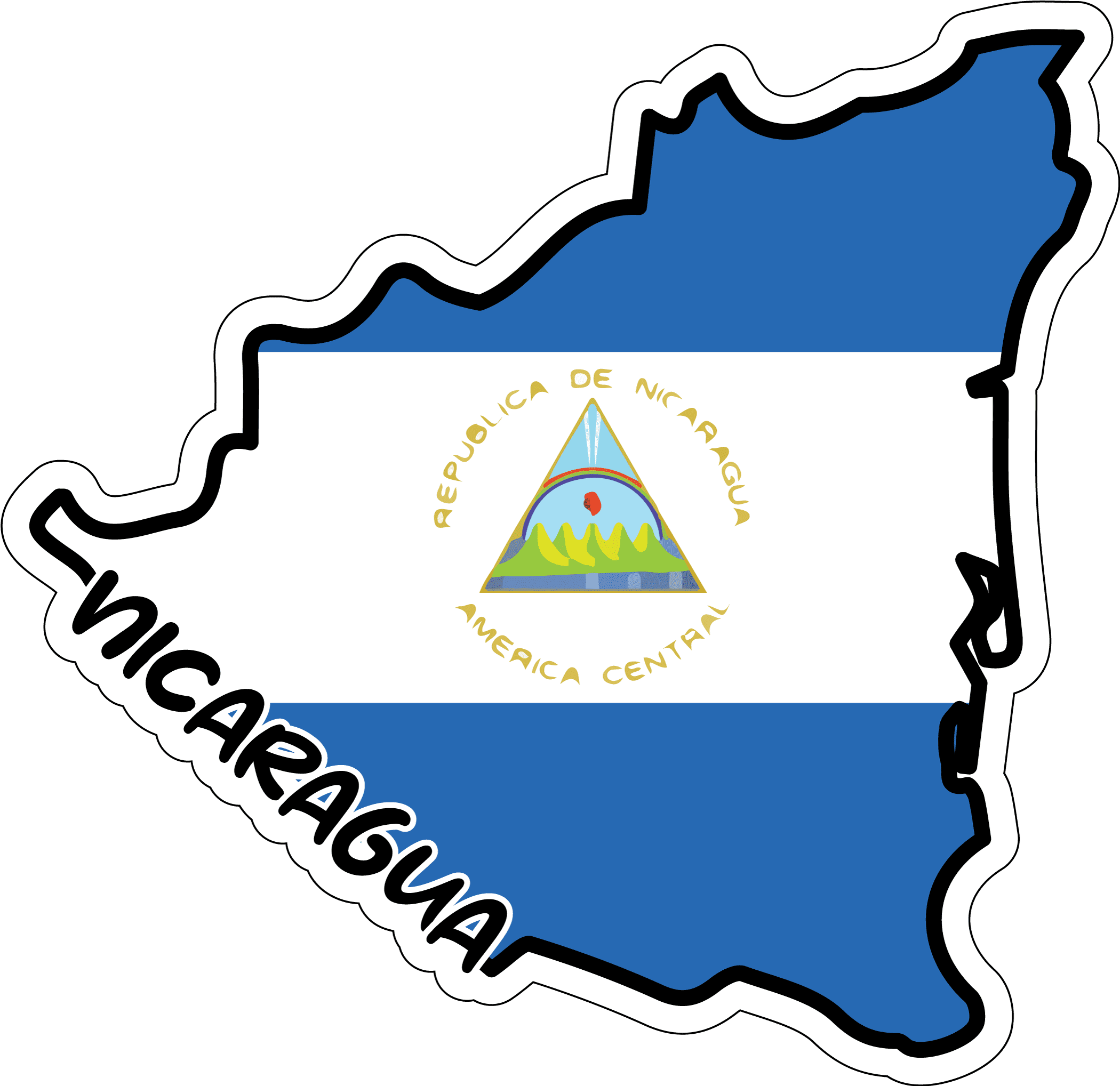 Nicaragua Map Flag Sticker Decal / Republic of Nicaragua / RepÃºblica ...