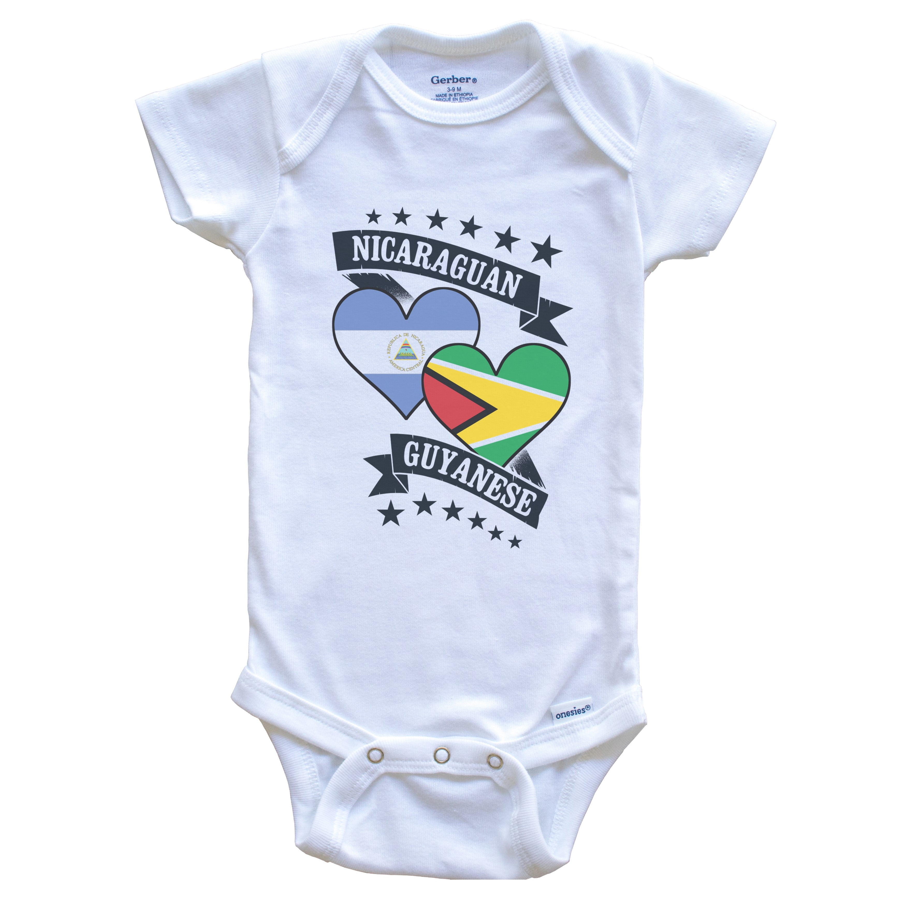 Nicaraguan Guyanese Heart Flags Nicaragua Guyana Baby Bodysuit, 6-9 ...