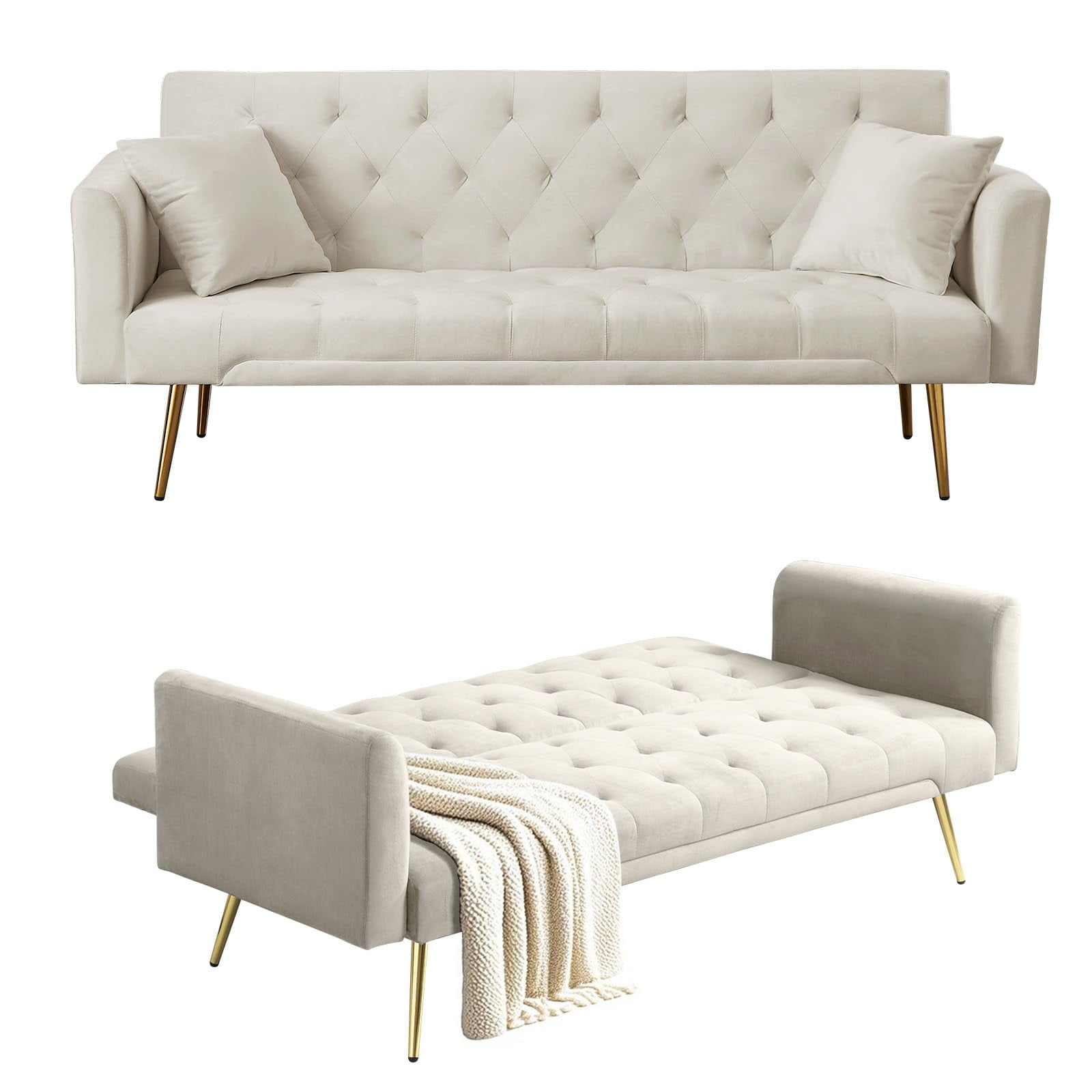 Nicbex Convertible Folding Futon Sofa Bed Sleeper Couch Accent Sofá ...