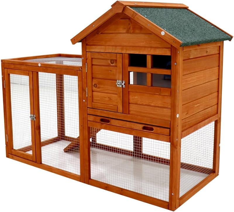 Nicbex rabbit hutch indoor & outdoor wooden rabbit house small animal ...