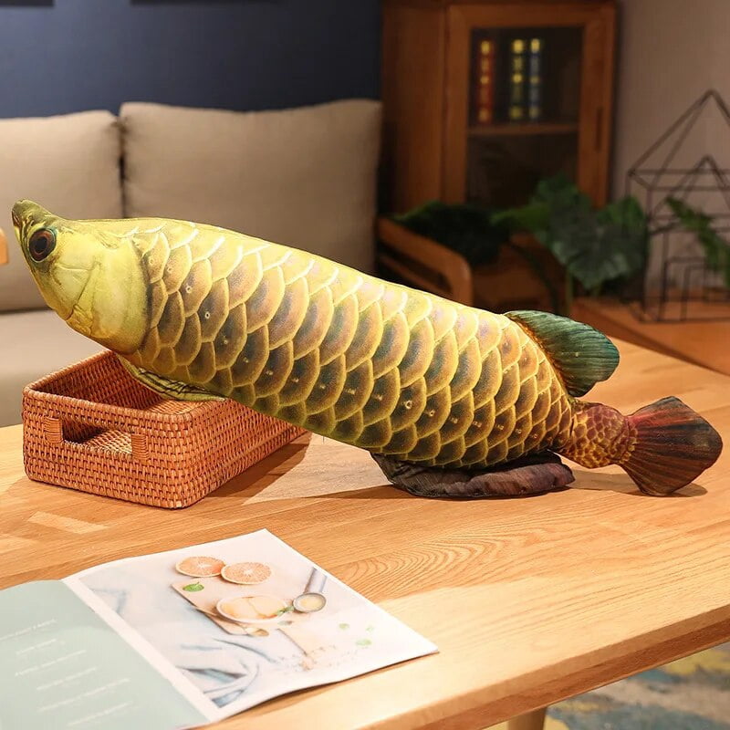 Nice 1pc Cuddleable Lifelike Gold Arowana Plush Toys Stuffed Soft Fish ...