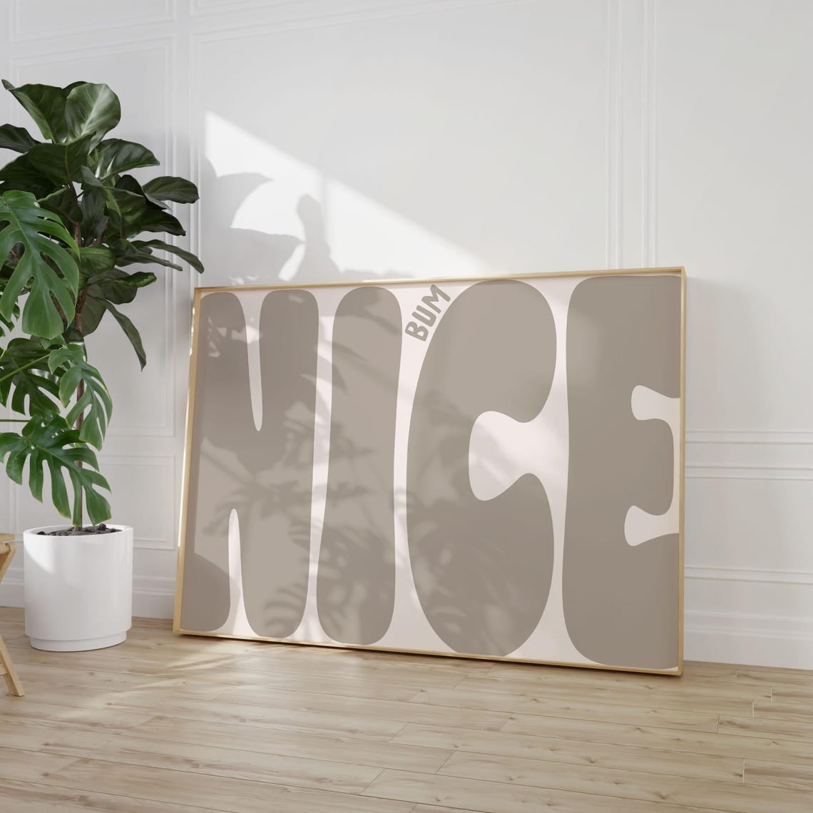 Nice Bum Art Poster, Greige And Cream Neutral Bathroom Poster ...