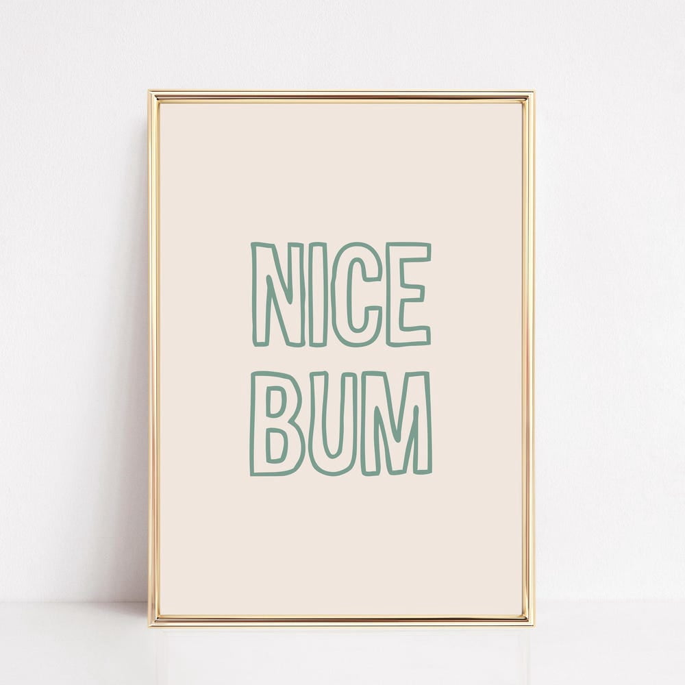 Nice Bum Print, Funny Bathroom Art, Cute Bathroom Art Print, Sage Green ...