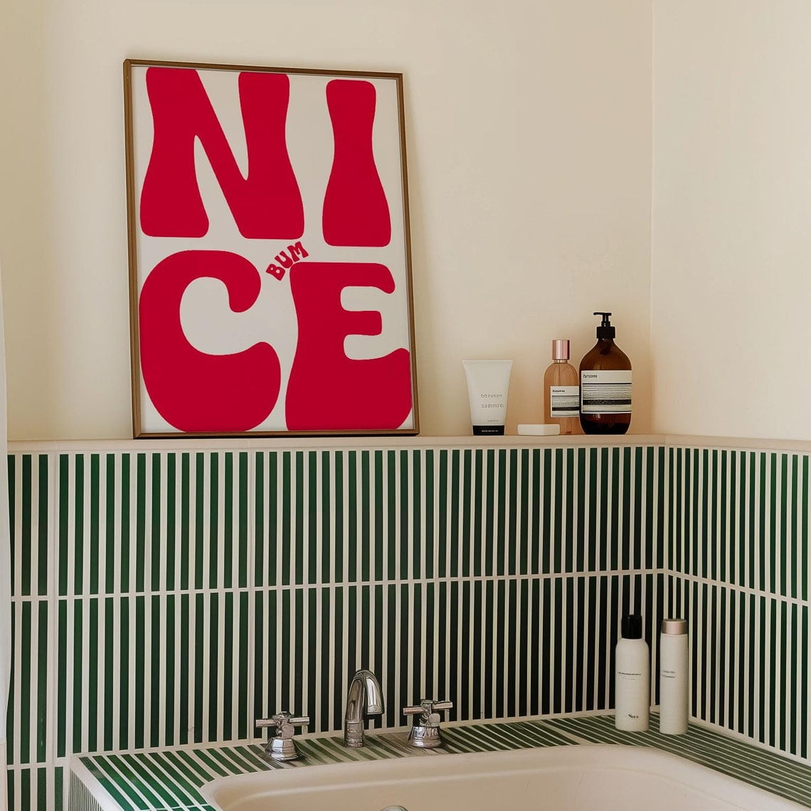 Nice Bum Print, Funny Bold Bathroom Print, Typography Print, Funny ...