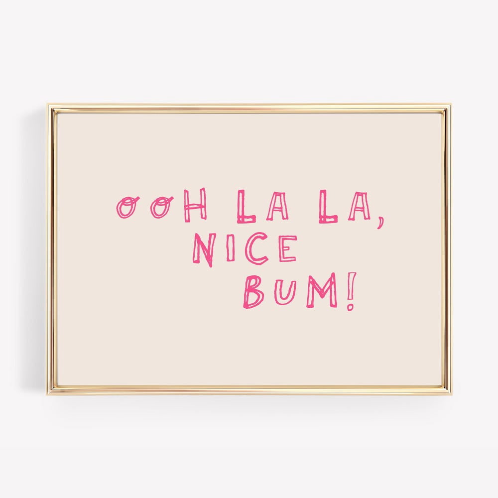 Nice Bum Print, Pink Girly Wall Art, Horizontal Wall Art, Funny ...