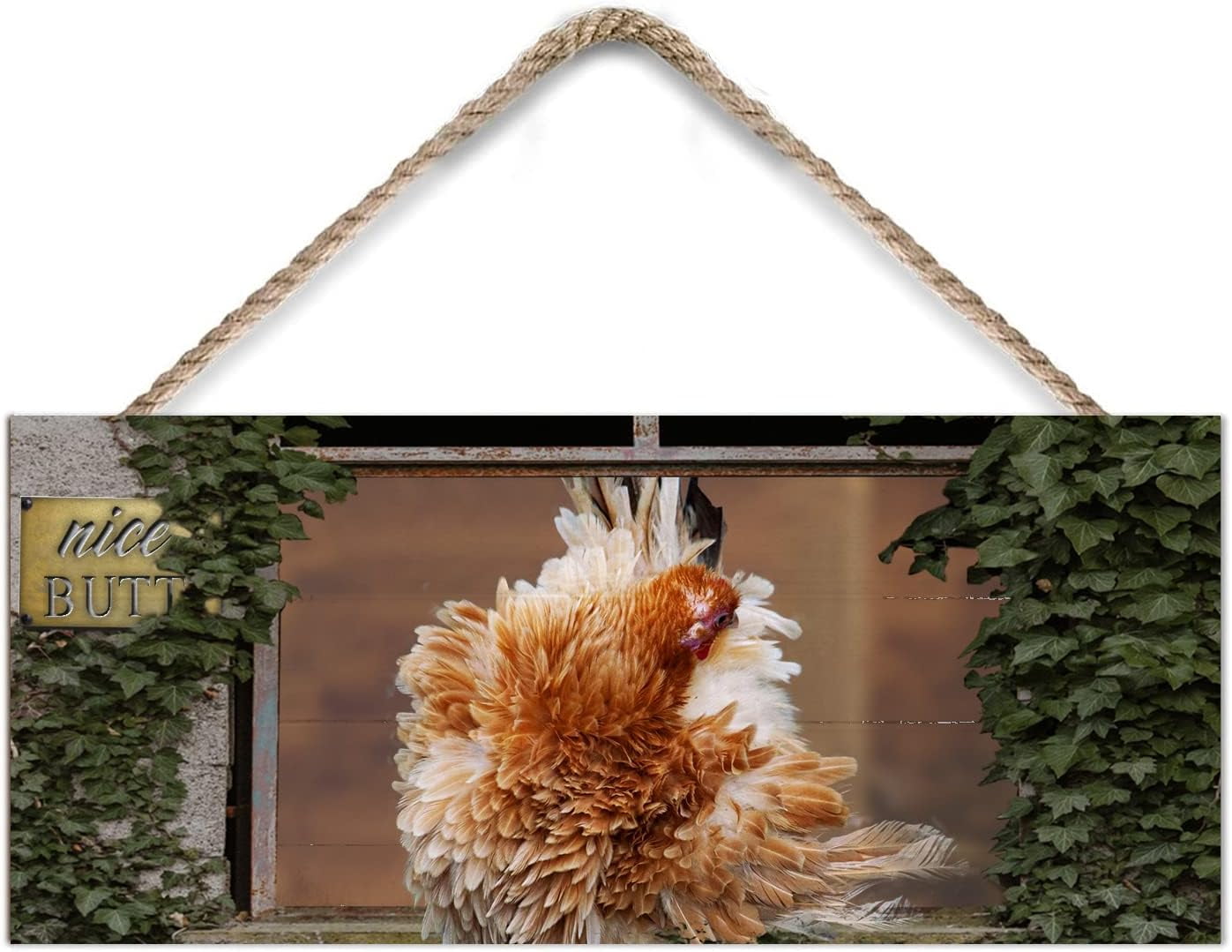 Nice Butt Chicken Rectangle Wooden Hanging Plaque Funny Animal Wall Art ...