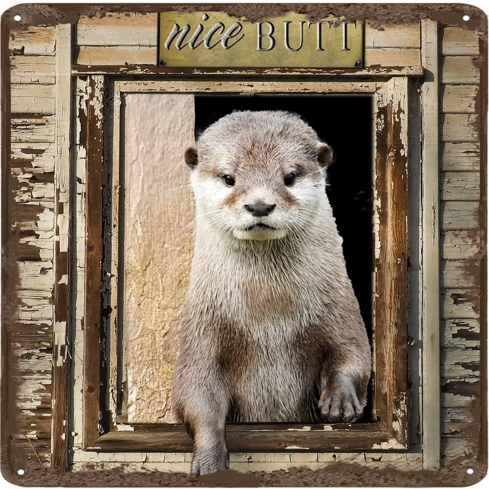 Nice Butt Otter Vintage Metal Tin Sign Bathroom Wall Decor Iron ...