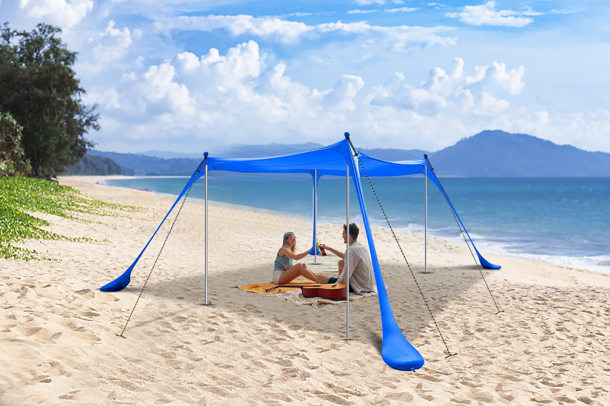 Nice C UV Protection 80.4'' x 80.4'' Beach Tent, Blue - Walmart.com
