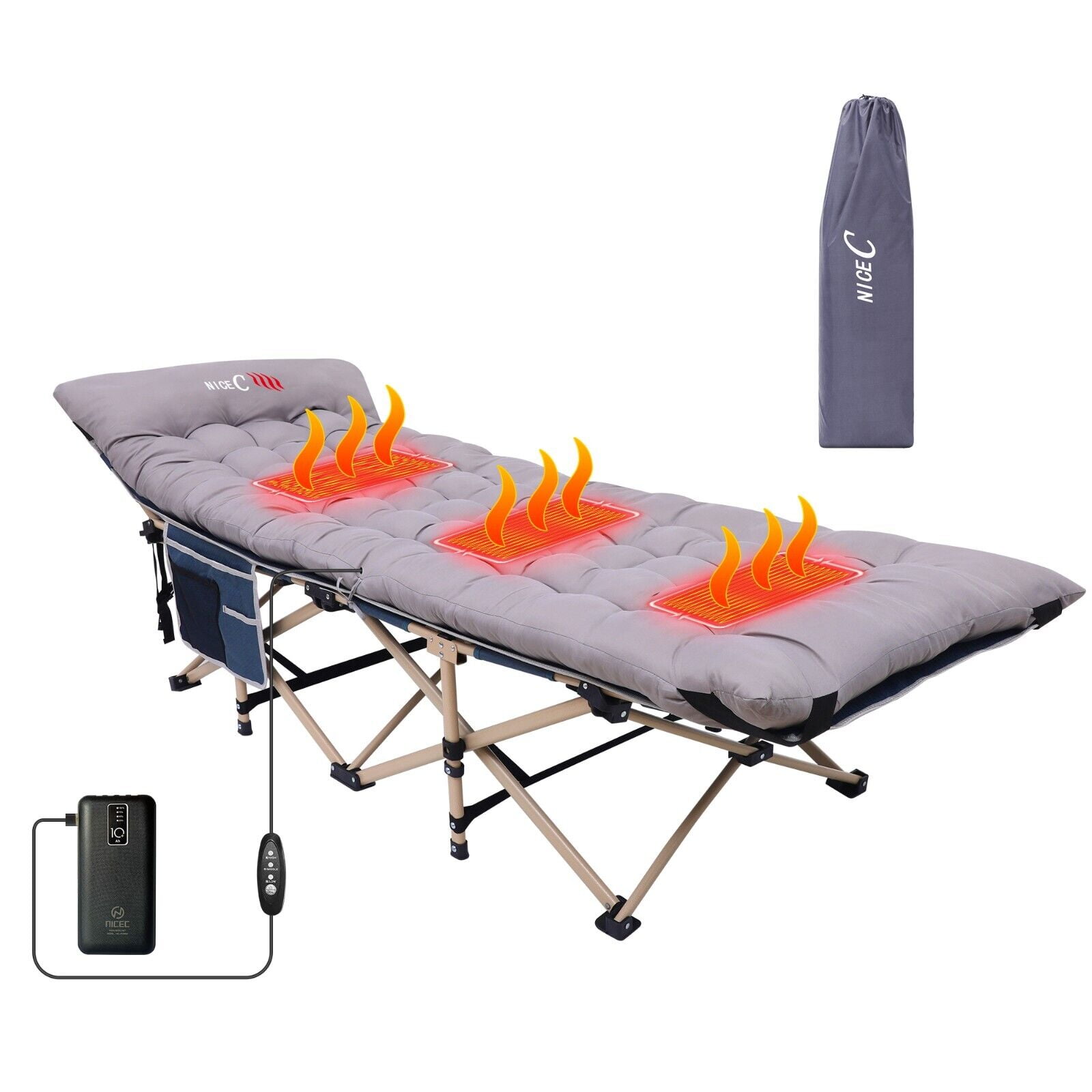 Nice C Camping Cots Heatable with Mattress, Cots for Adults, Folding ...