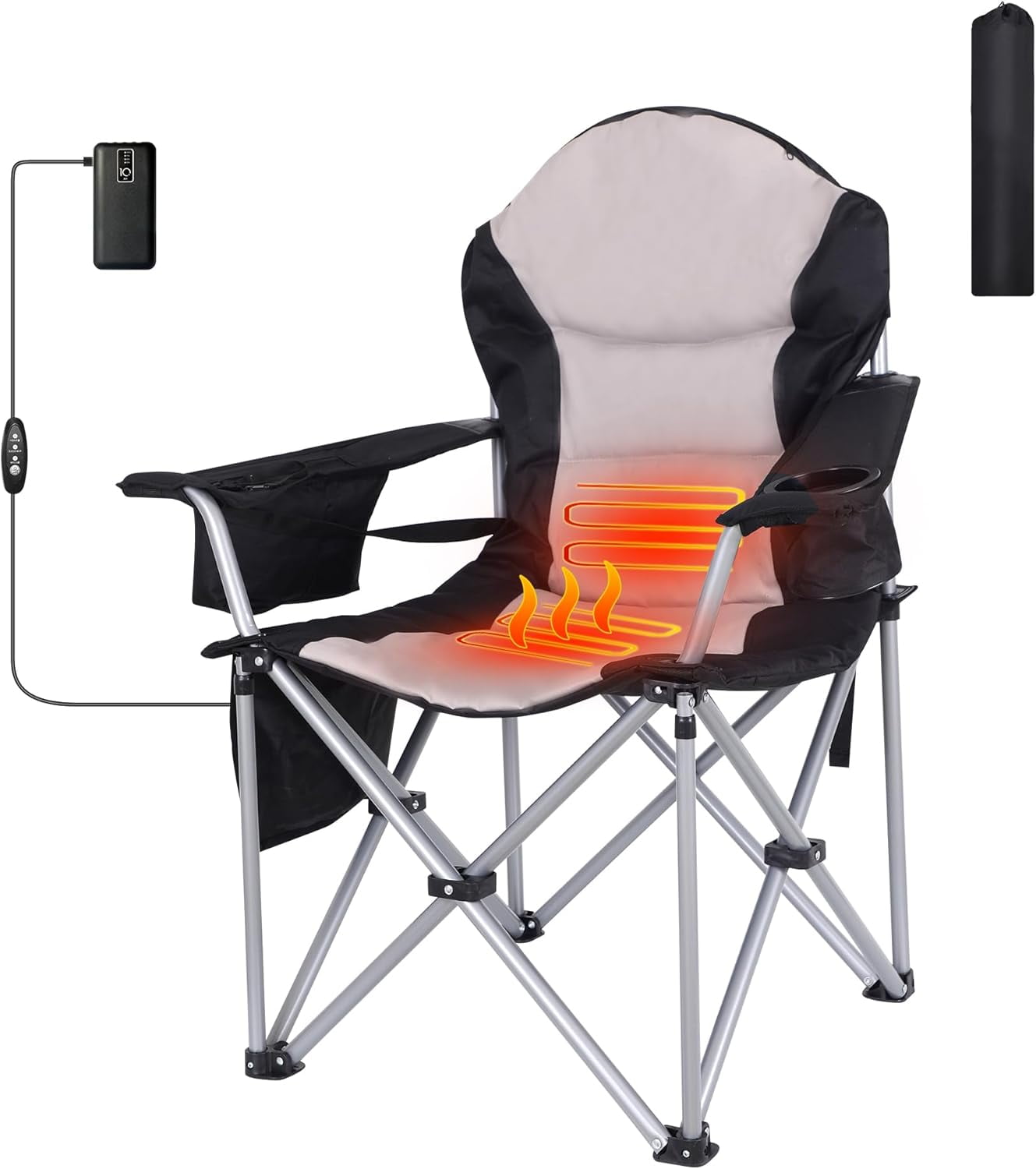 Nice C Heated Camping Chair, Foldable, Extra Padding, with Cooler ...