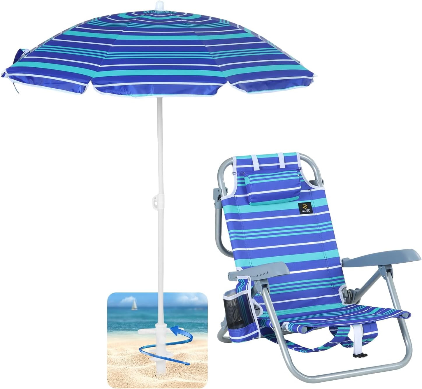 Nice C Toddler Beach Chair, Kids Beach Chair with Umbrella, Baby Beach ...