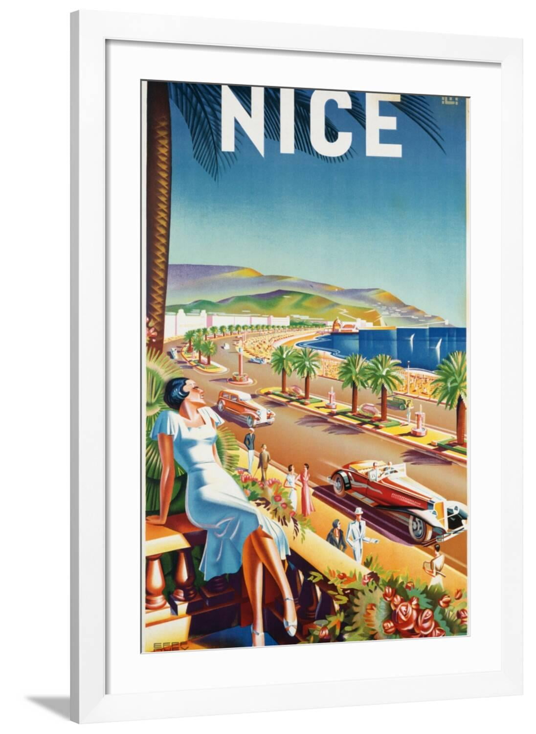 Art.com Nice, Ca, 1930 Giclee Print by Eff d'Hey, White Frame Wall Art ...
