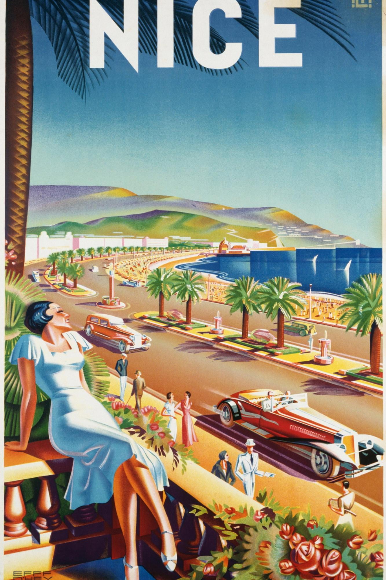 Art.com Nice, Ca, 1930 Giclee Print by Eff d'Hey, 16" x 24" - Walmart.com